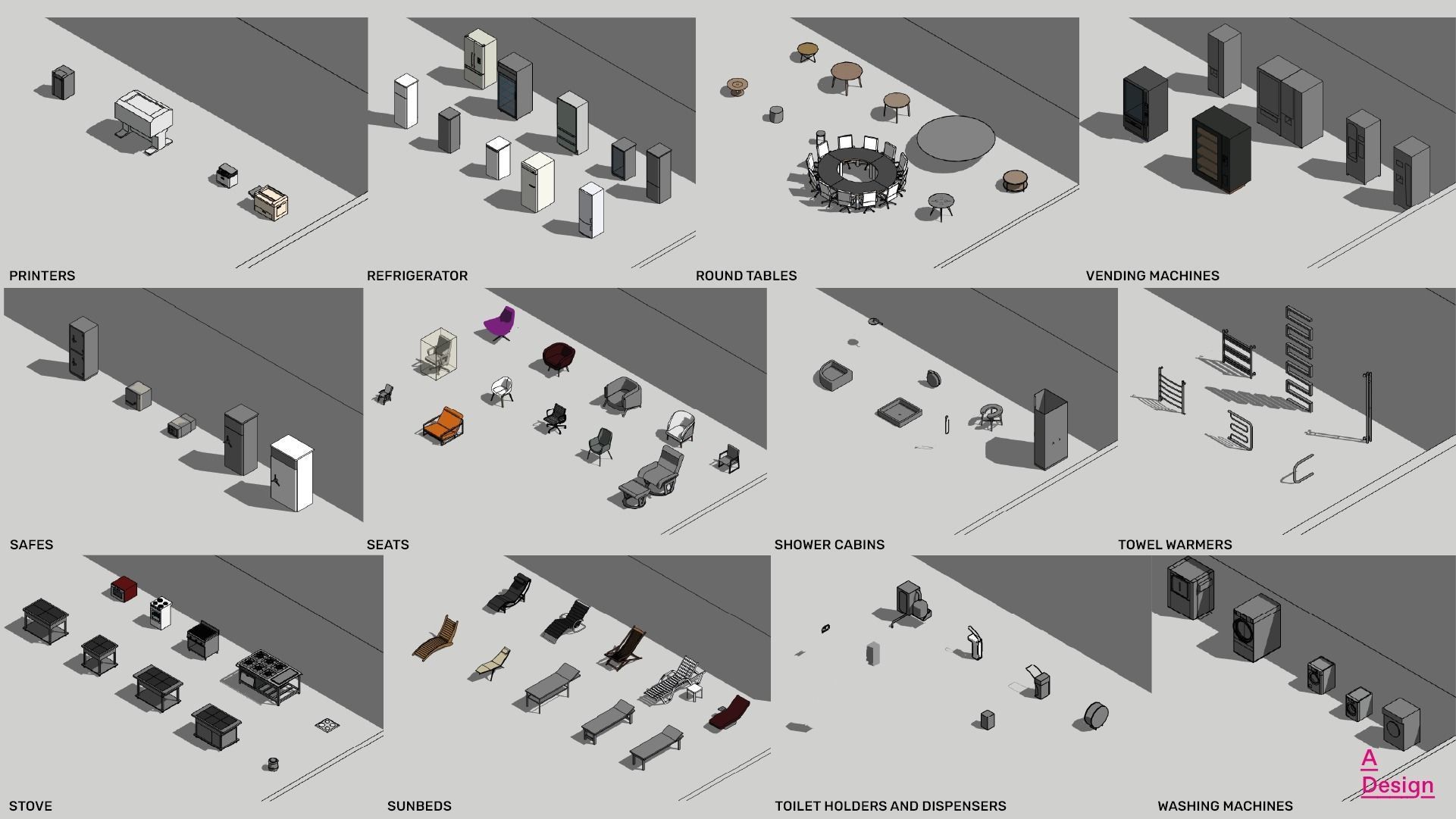 30 small packs families - Revit families - 269 families in total 3D ...