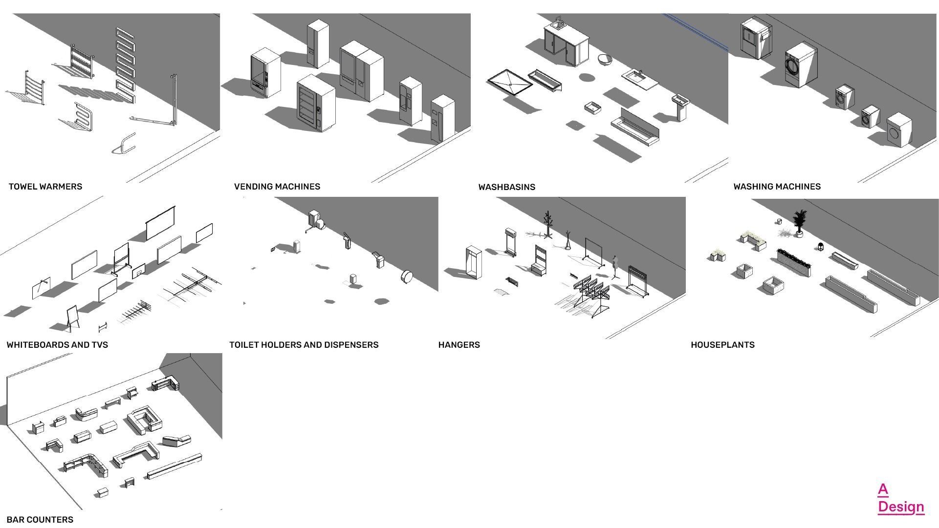 30 small packs families - Revit families - 269 families in total 3D ...