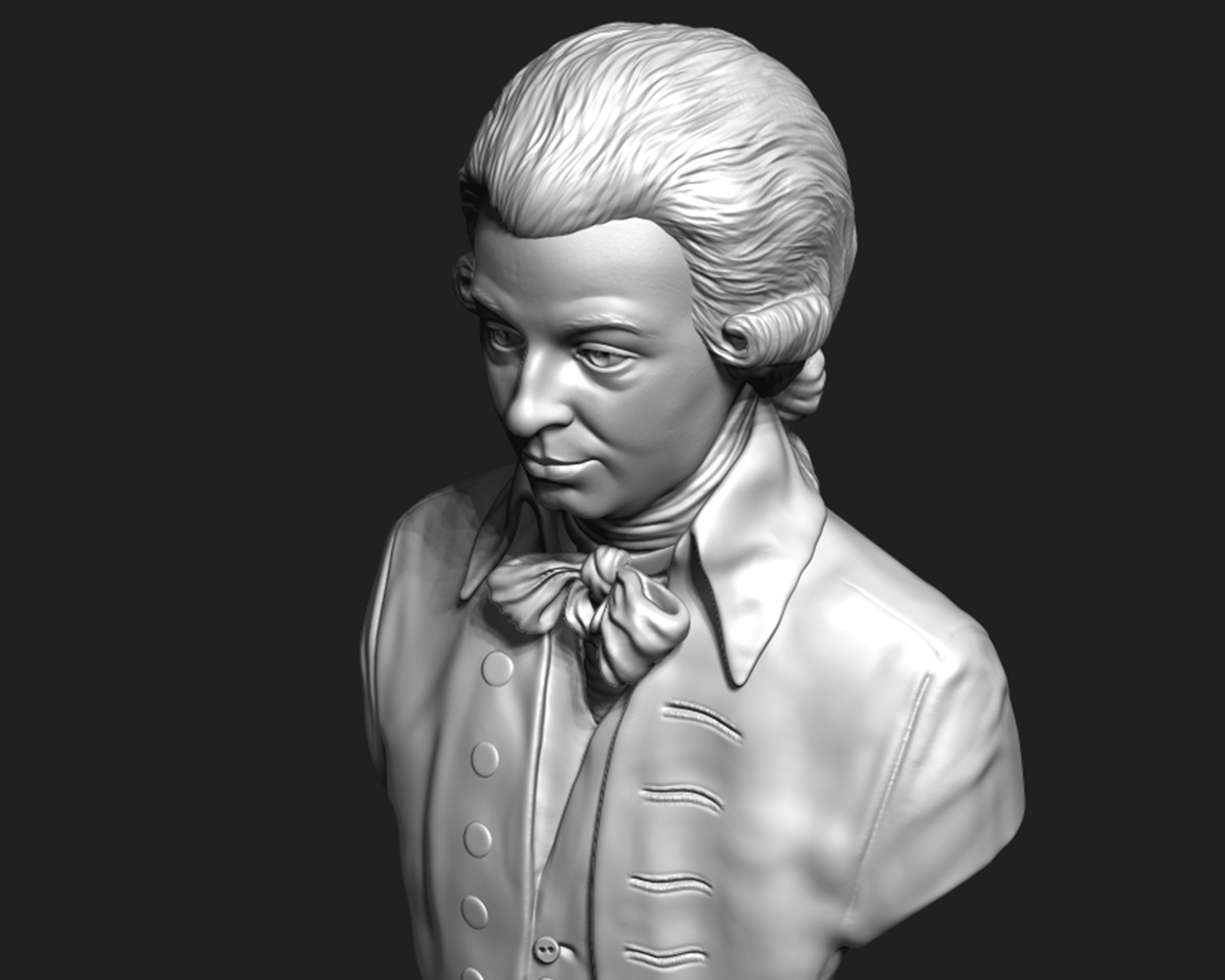 Wolfgang Amadeus Mozart portrait sculpture 3D model 3D printable | CGTrader