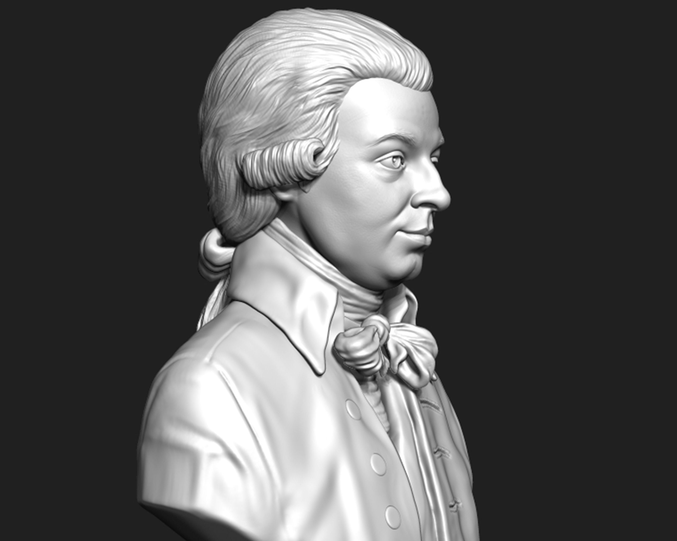 Wolfgang Amadeus Mozart portrait sculpture 3D model 3D printable | CGTrader