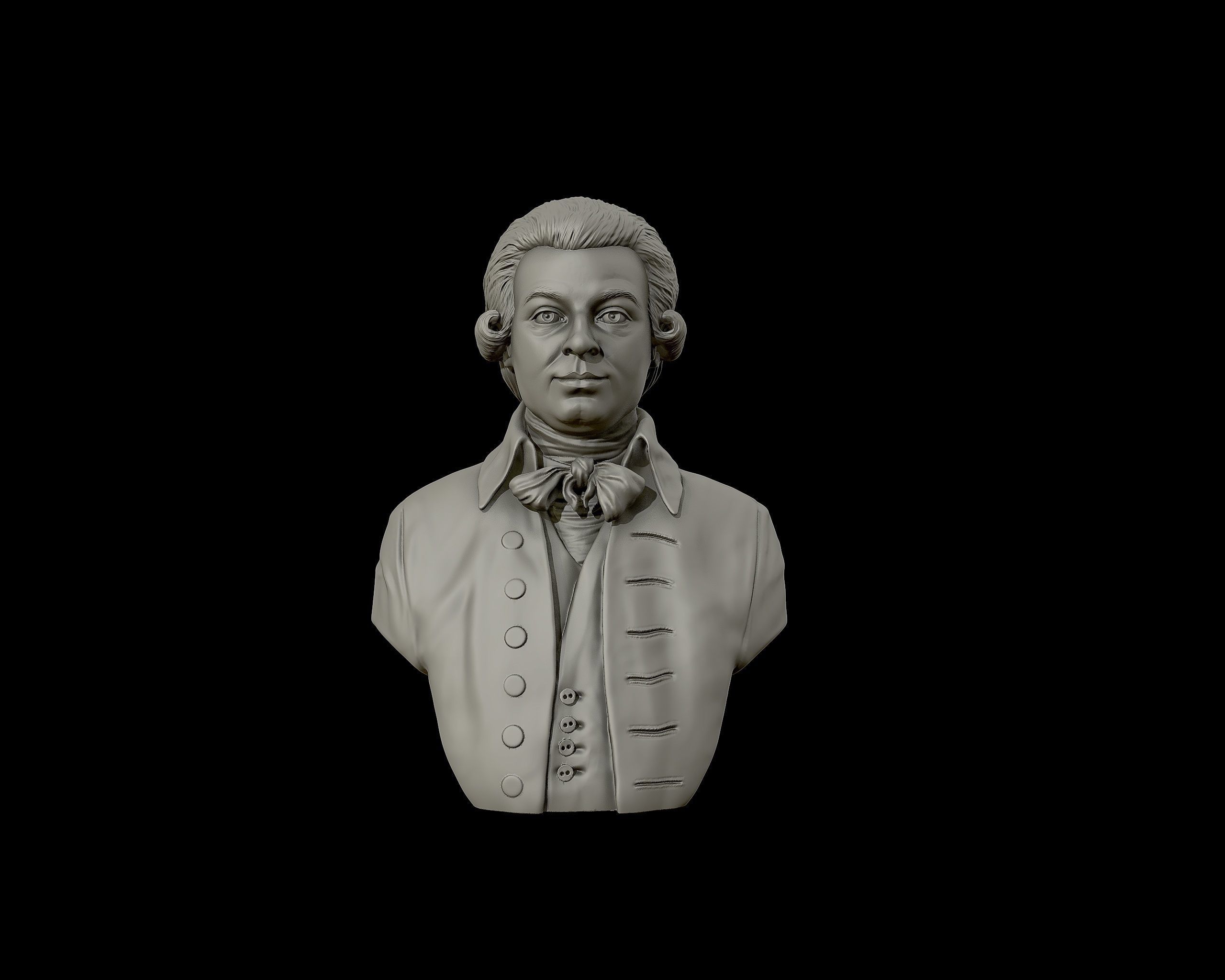 Wolfgang Amadeus Mozart portrait sculpture 3D model 3D printable | CGTrader