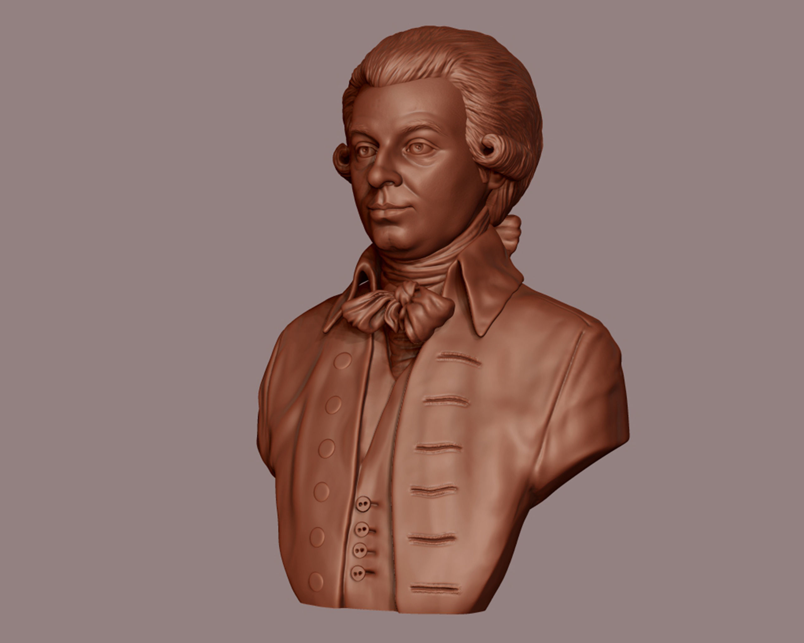 Wolfgang Amadeus Mozart portrait sculpture 3D model 3D printable | CGTrader