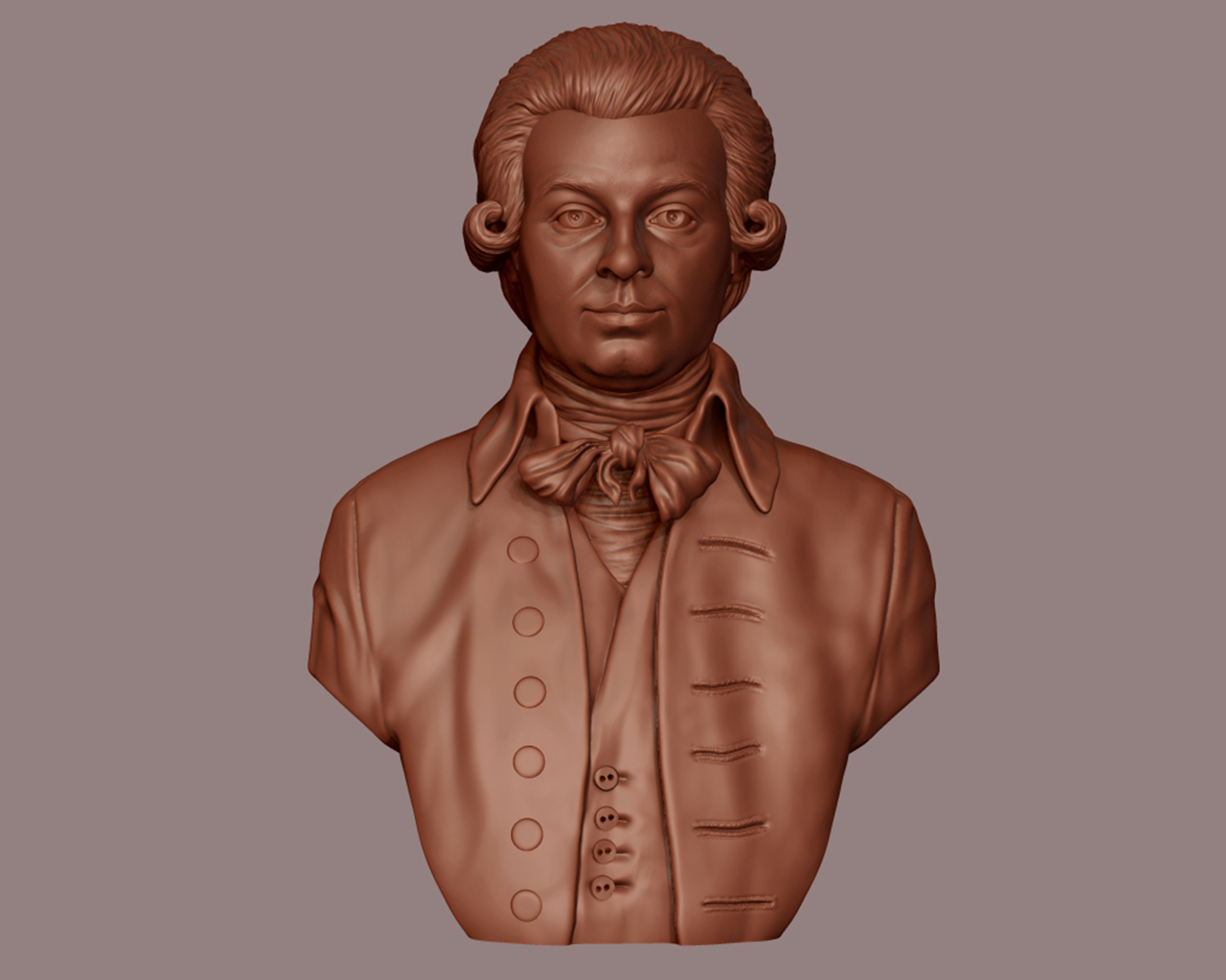 Wolfgang Amadeus Mozart portrait sculpture 3D model 3D printable | CGTrader