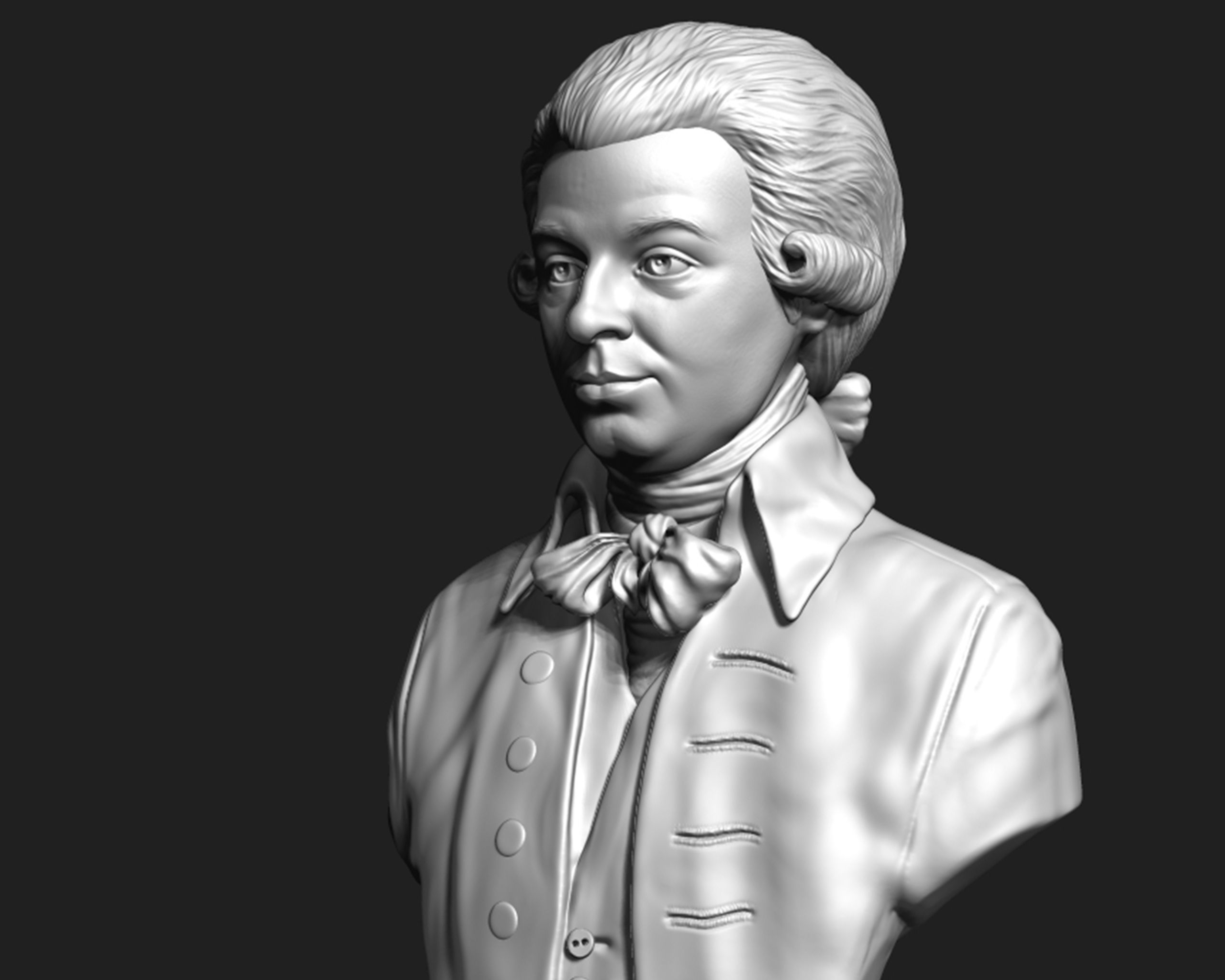 Wolfgang Amadeus Mozart portrait sculpture 3D model 3D printable | CGTrader