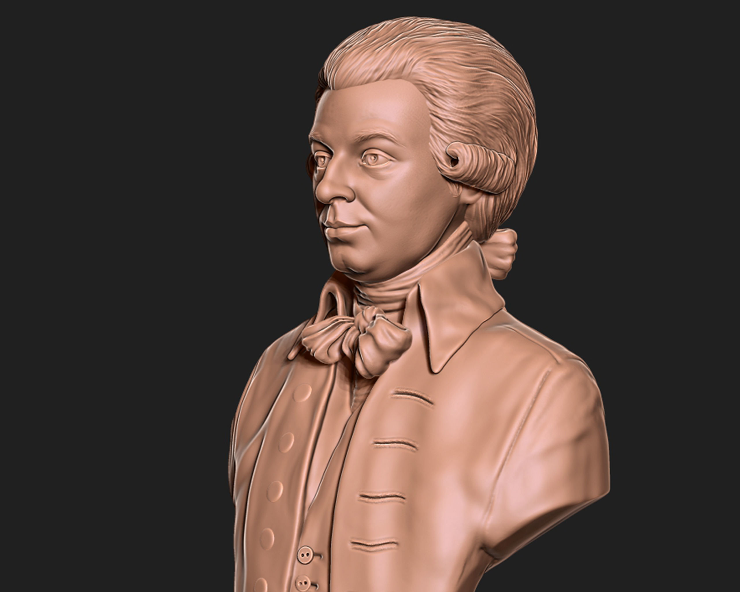 Wolfgang Amadeus Mozart portrait sculpture 3D model 3D printable | CGTrader