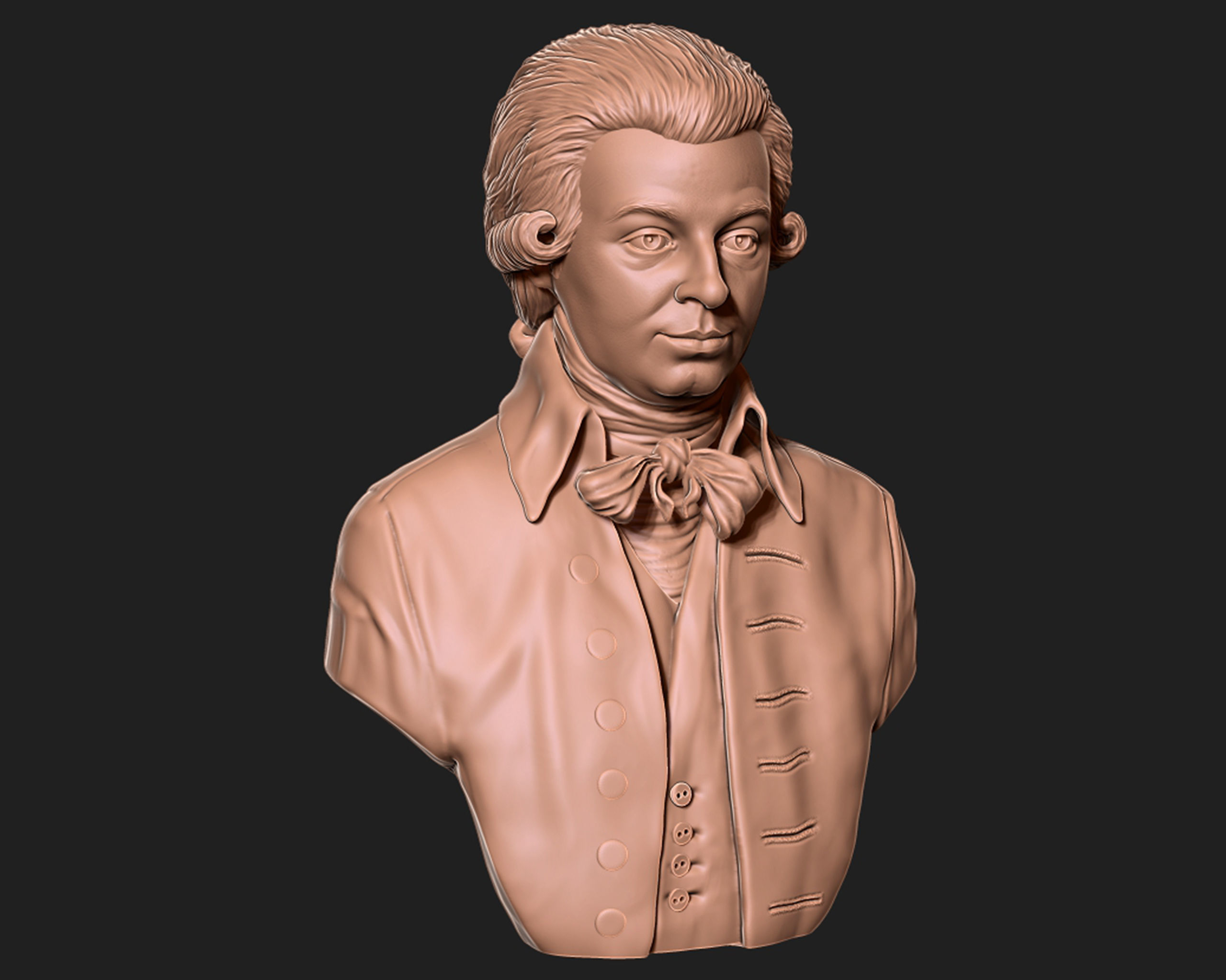 Wolfgang Amadeus Mozart portrait sculpture 3D model 3D printable | CGTrader