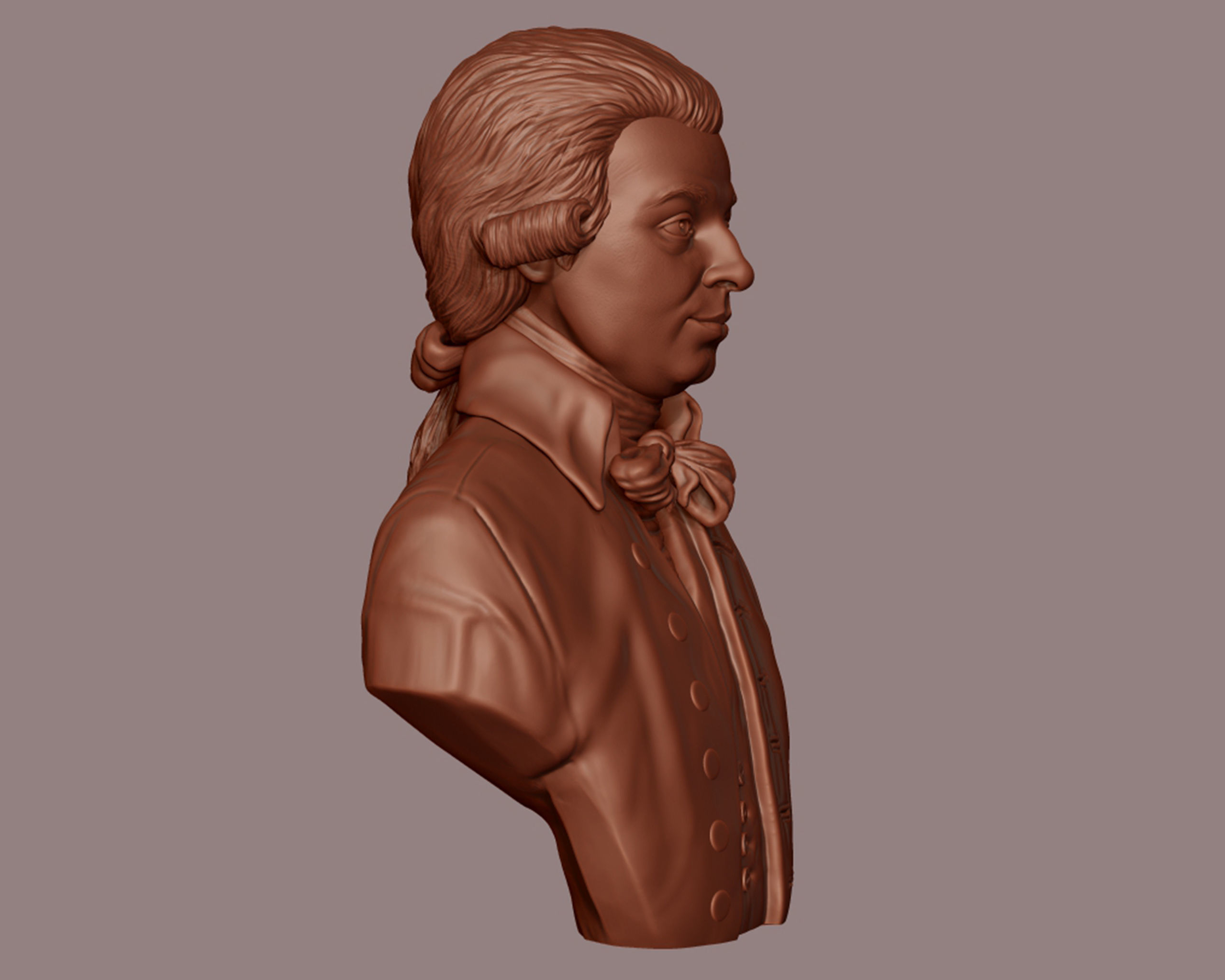 Wolfgang Amadeus Mozart portrait sculpture 3D model 3D printable | CGTrader