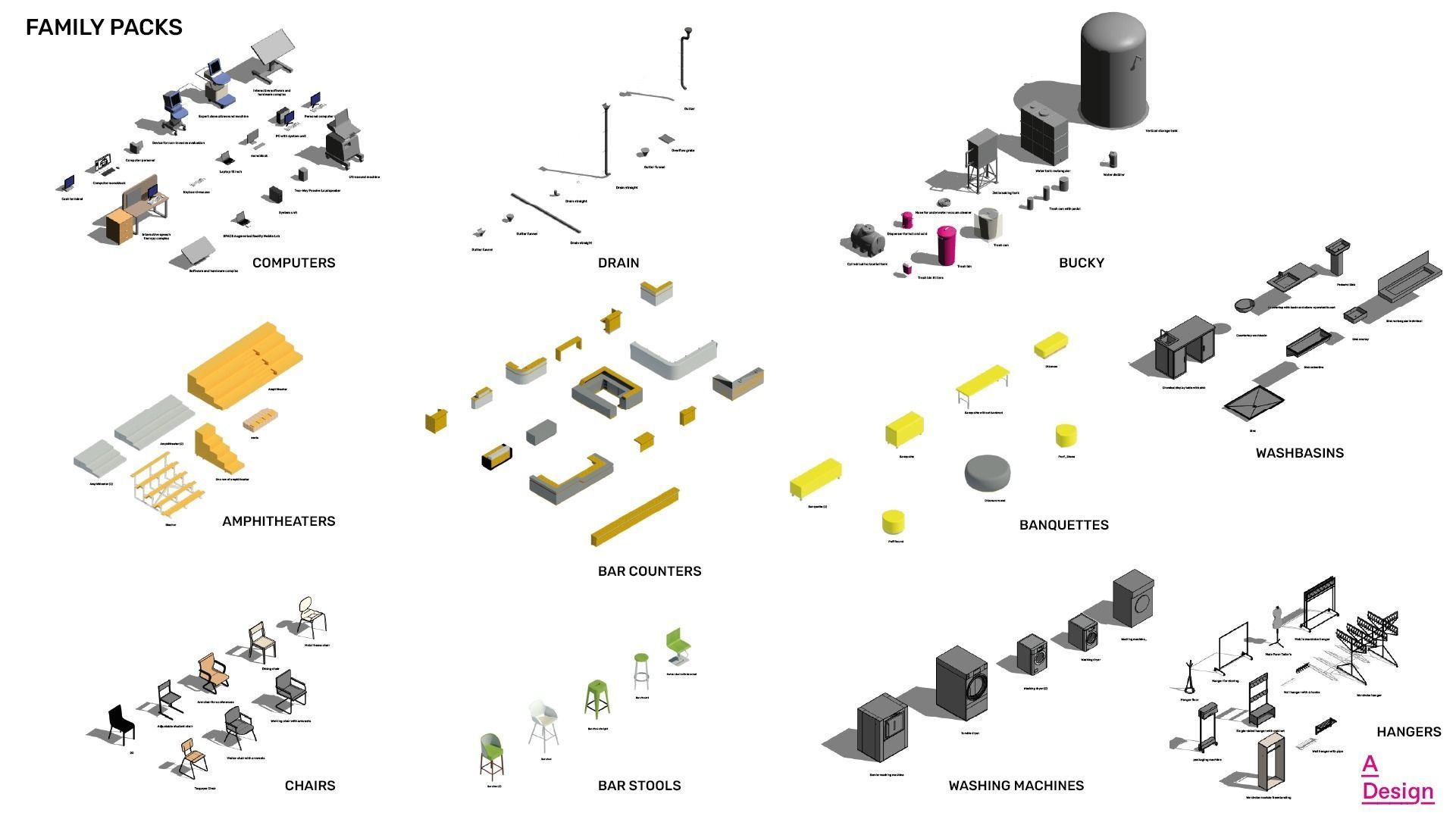 All families - 1275 pieces - Revit families 3D model | CGTrader