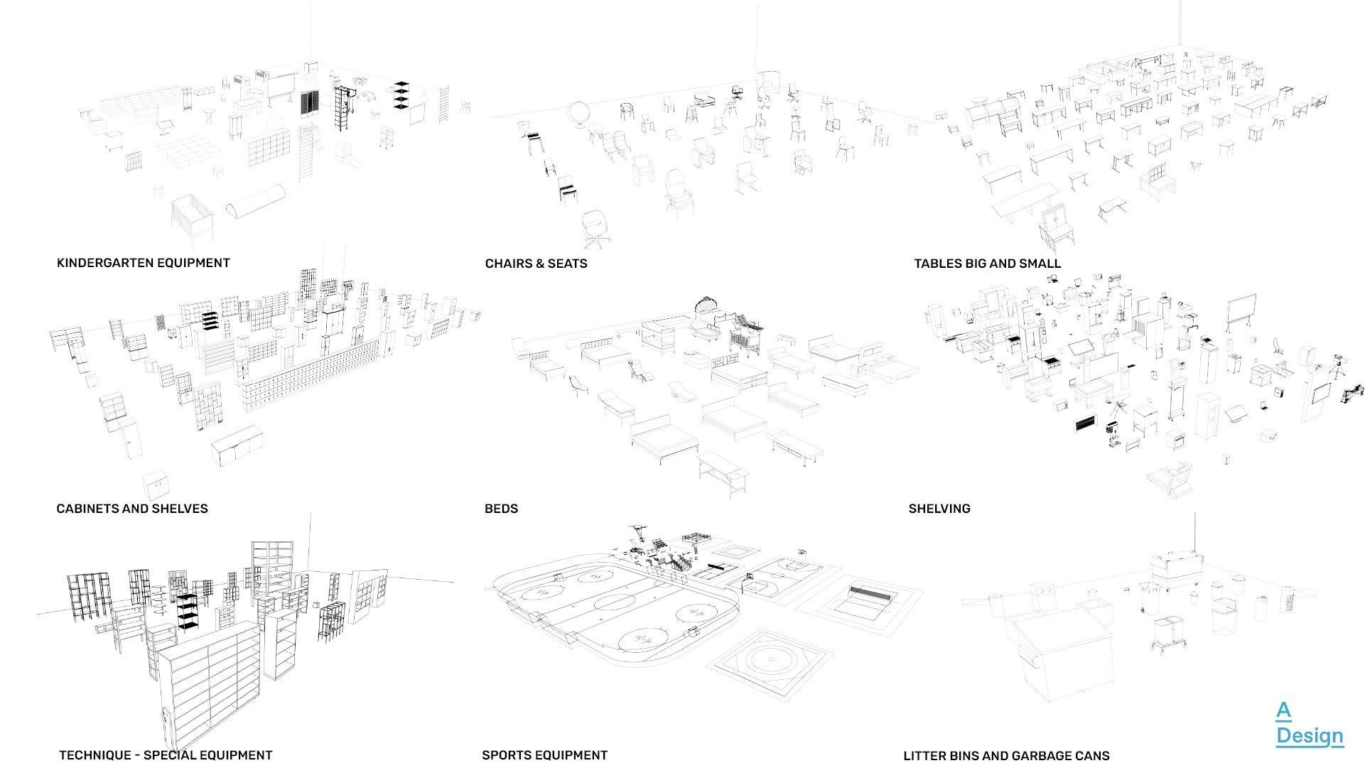 All families - 1275 pieces - Revit families 3D model | CGTrader