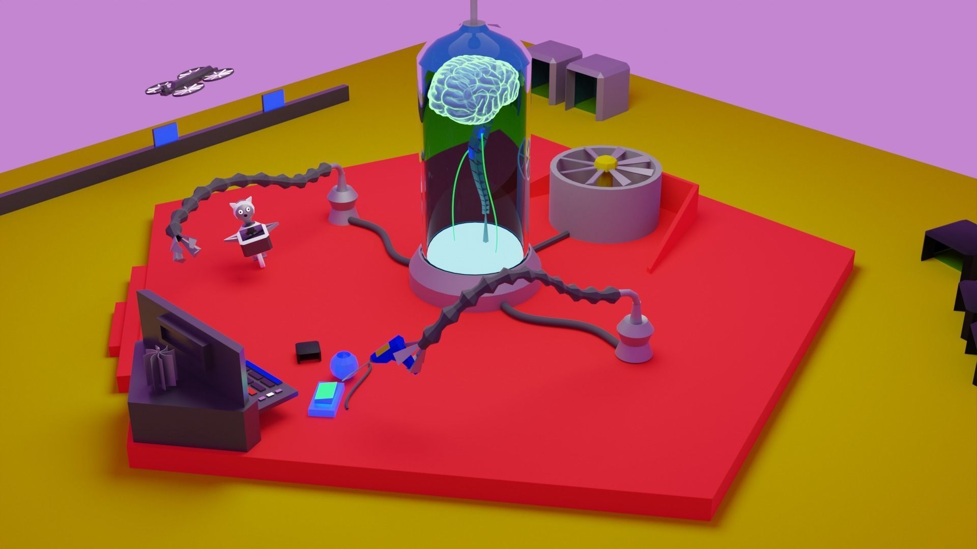 3D model Cyber brain villain VR / AR / low-poly | CGTrader
