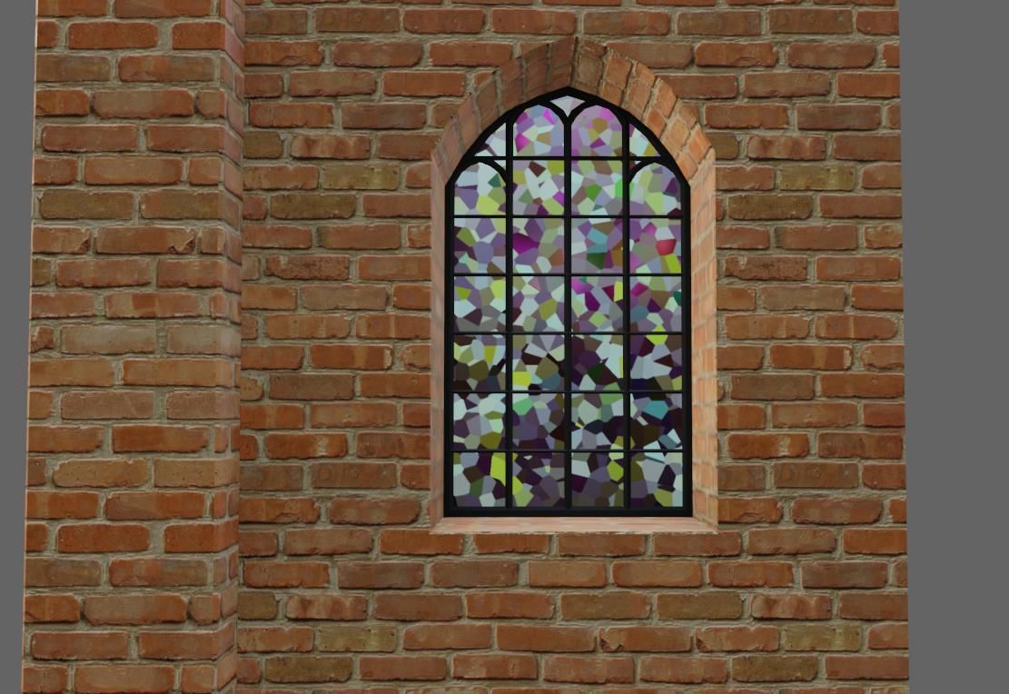 3D model Wall with Vitral Window - Stained Glass - Parede VR / AR / low ...
