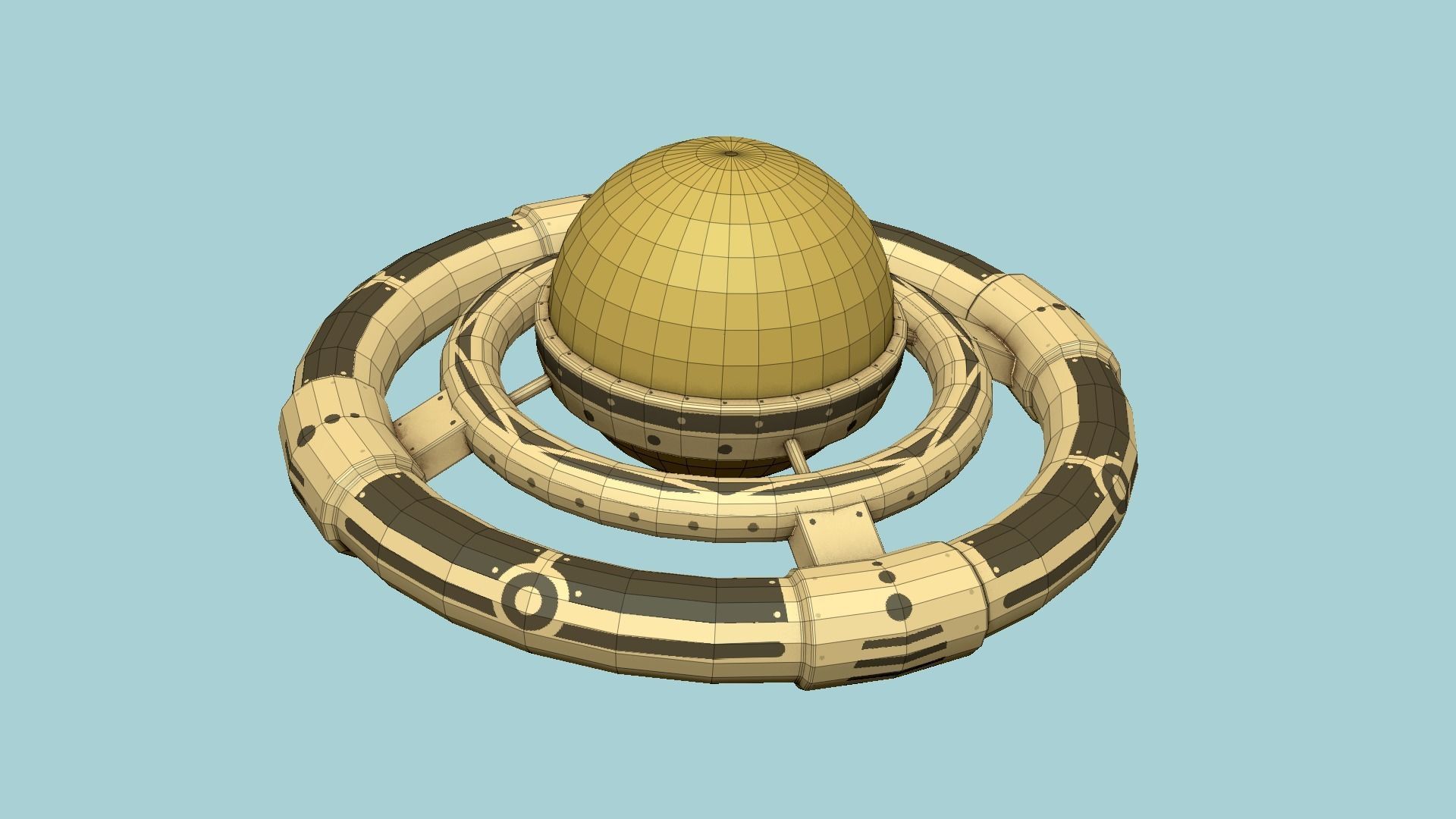 3D model Alien Spaceship UFO E07 Gold - Sci Fi Spacecraft Design VR ...