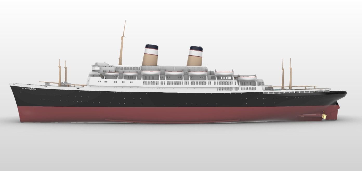 SS Constitution ocean liner cruise ship printable model 1959 3D model ...