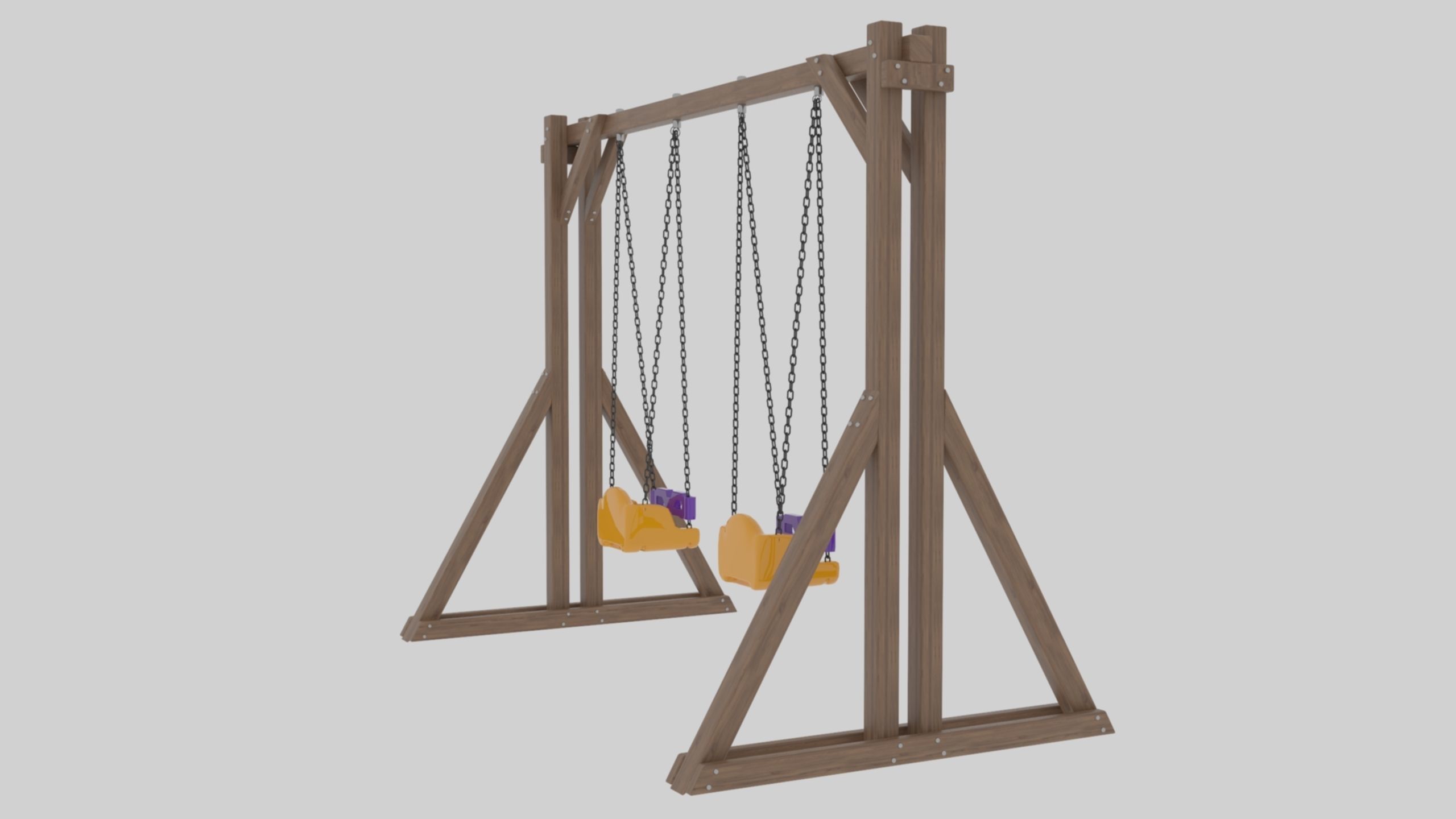 Playground Wooden Double Swing - 01 3D model | CGTrader