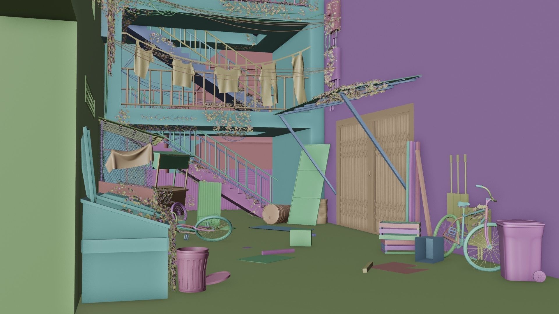 3D model slum alley VR / AR / low-poly | CGTrader