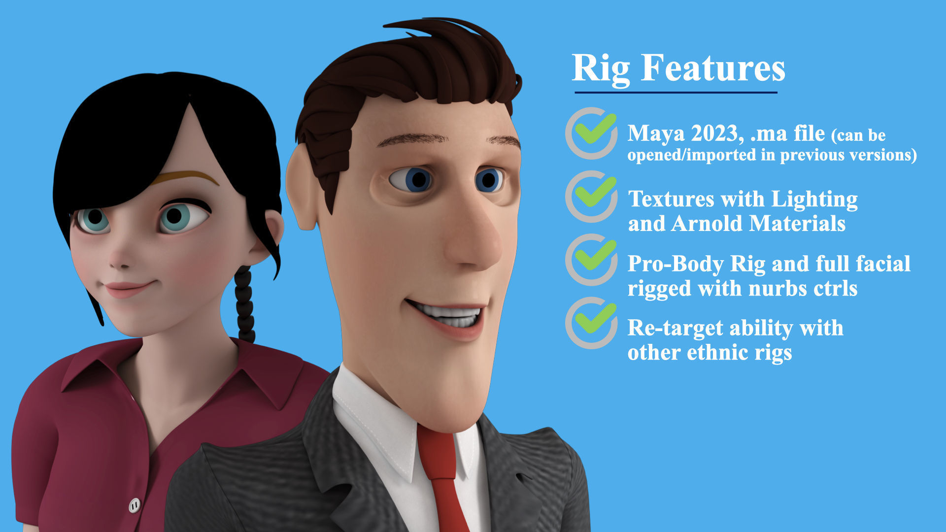 Stylized Ethnic Rigs - White 3D model rigged | CGTrader