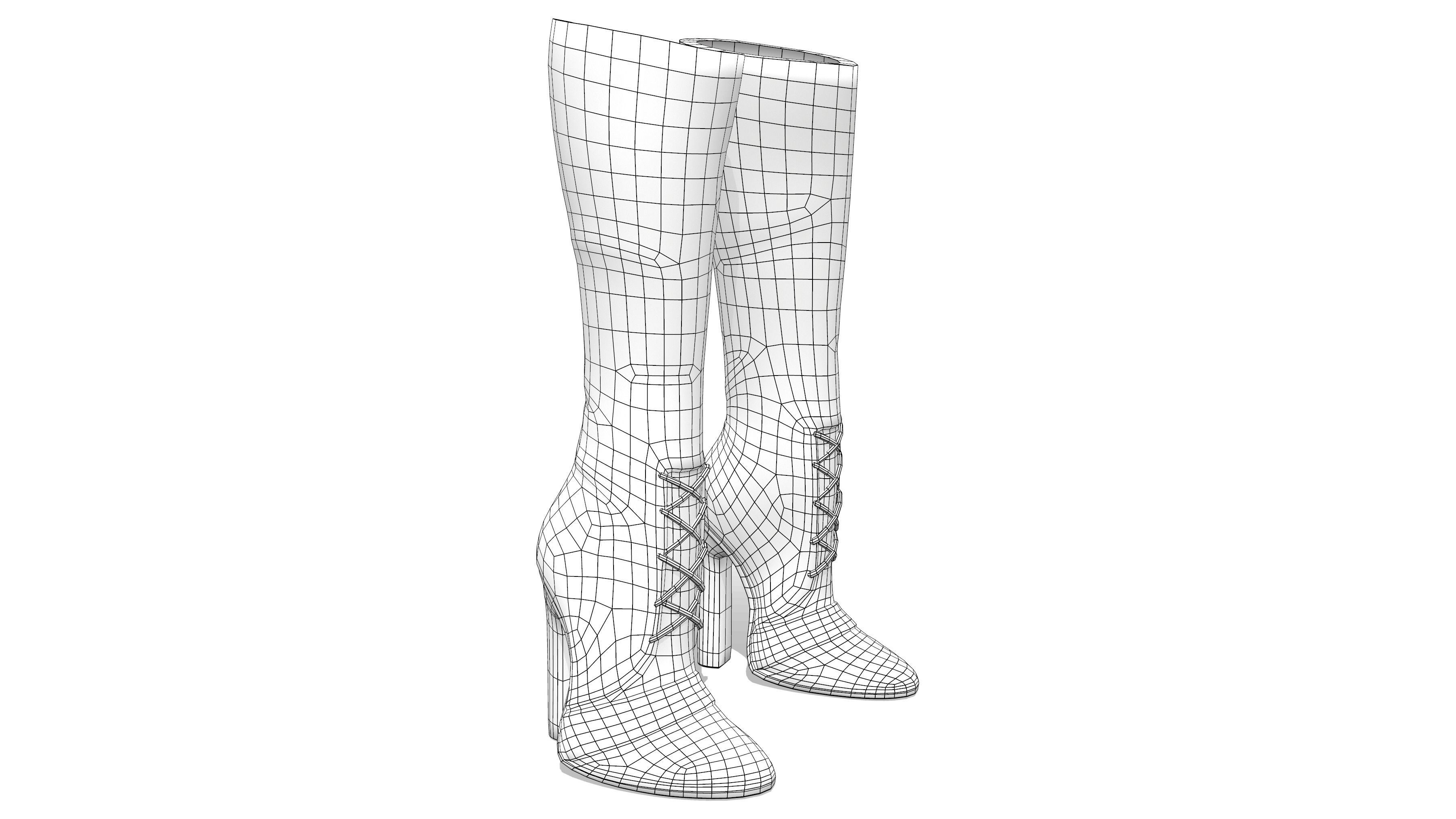 3D model Brown Suede Killer Heels Mide Calf Boots VR / AR / low-poly | CGTrader