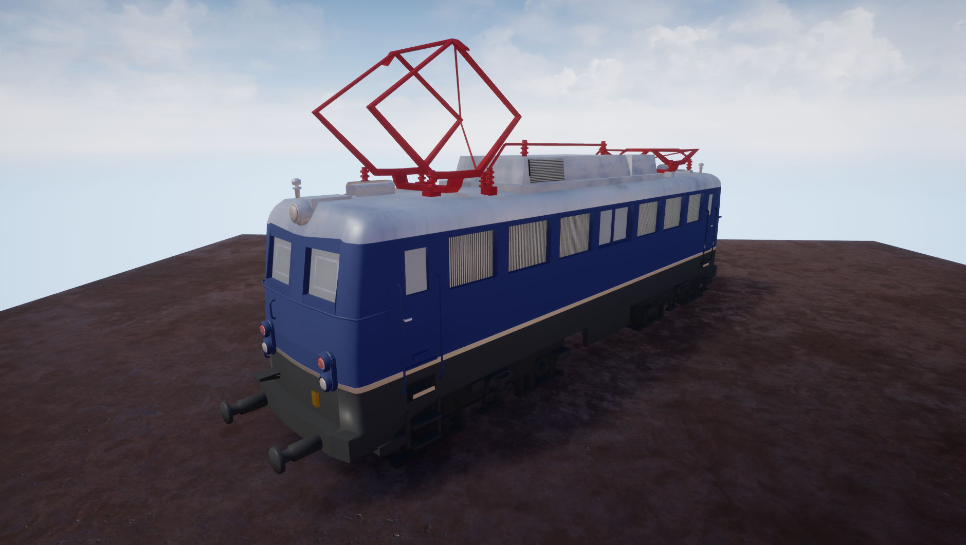 Blue German electric locomotive 3D model | CGTrader