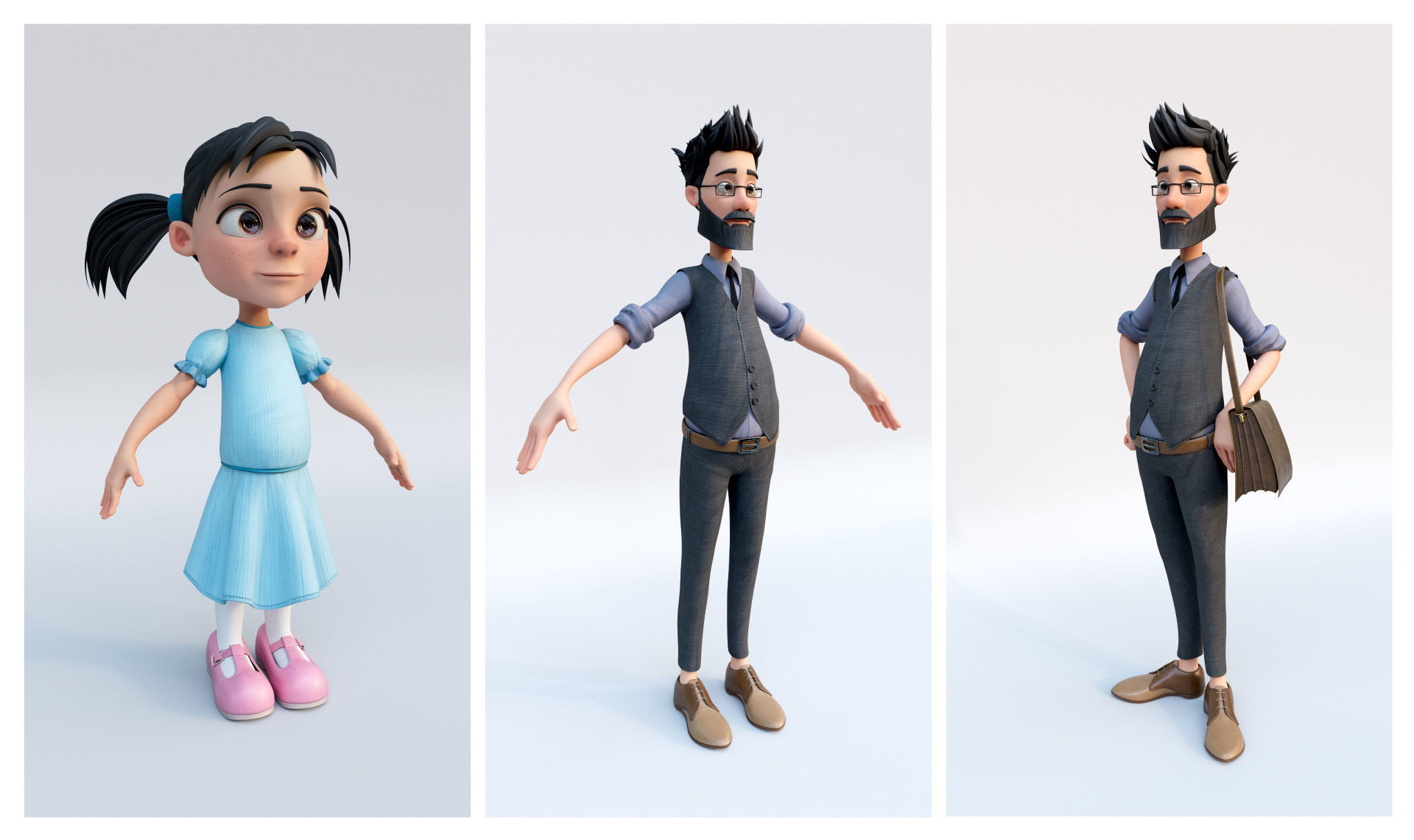 Cartoon Noola Family 6 characters Rigged 3D model rigged | CGTrader