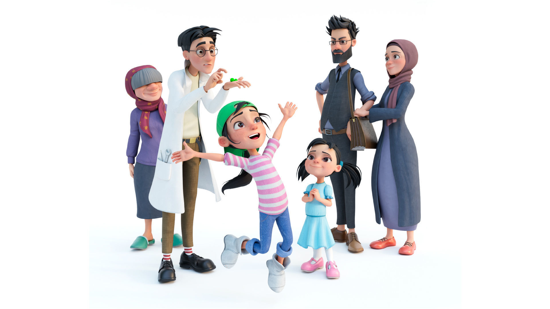 Cartoon Noola Family 6 characters Rigged 3D model rigged | CGTrader