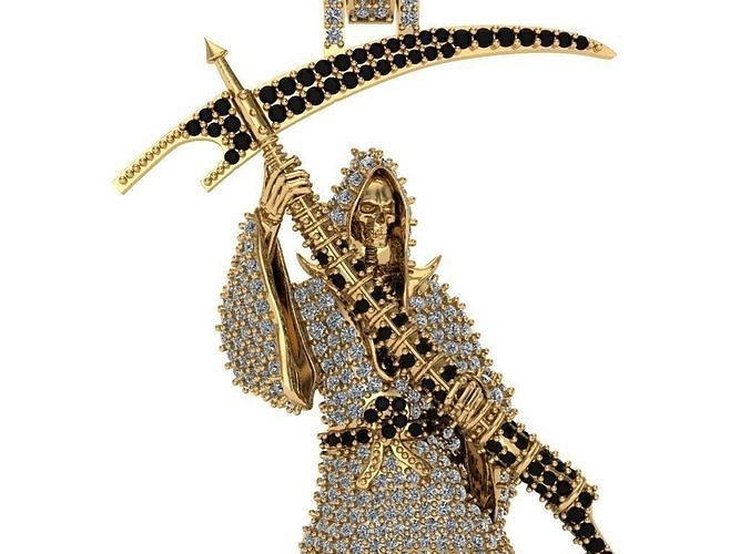 Grim Reaper Small - Gold Pendant 3D model 3D printable | CGTrader