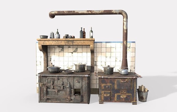 Old Stoves And Kitchenware 3D model | CGTrader