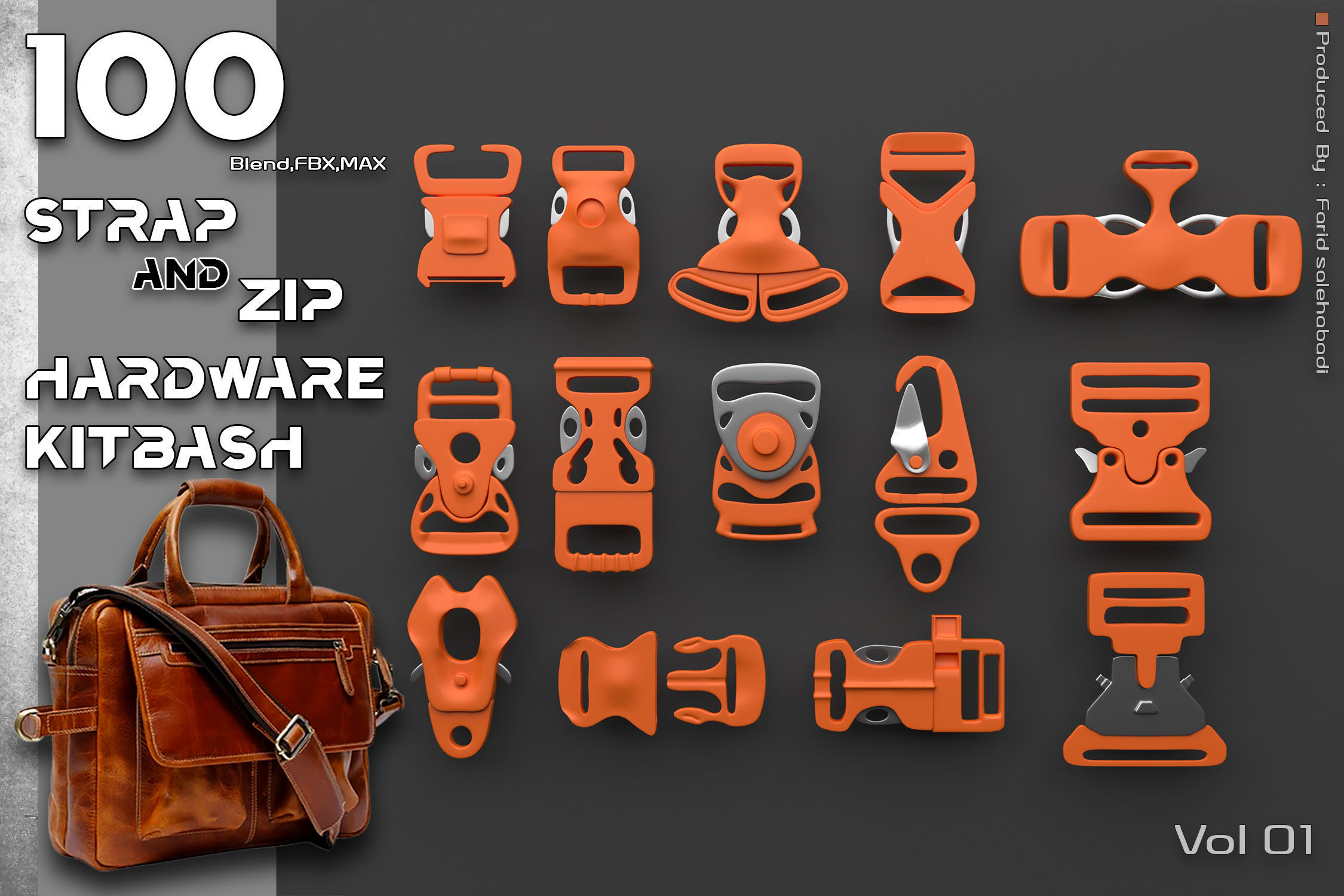 100 Strap and Zip Hardware 3D model | CGTrader