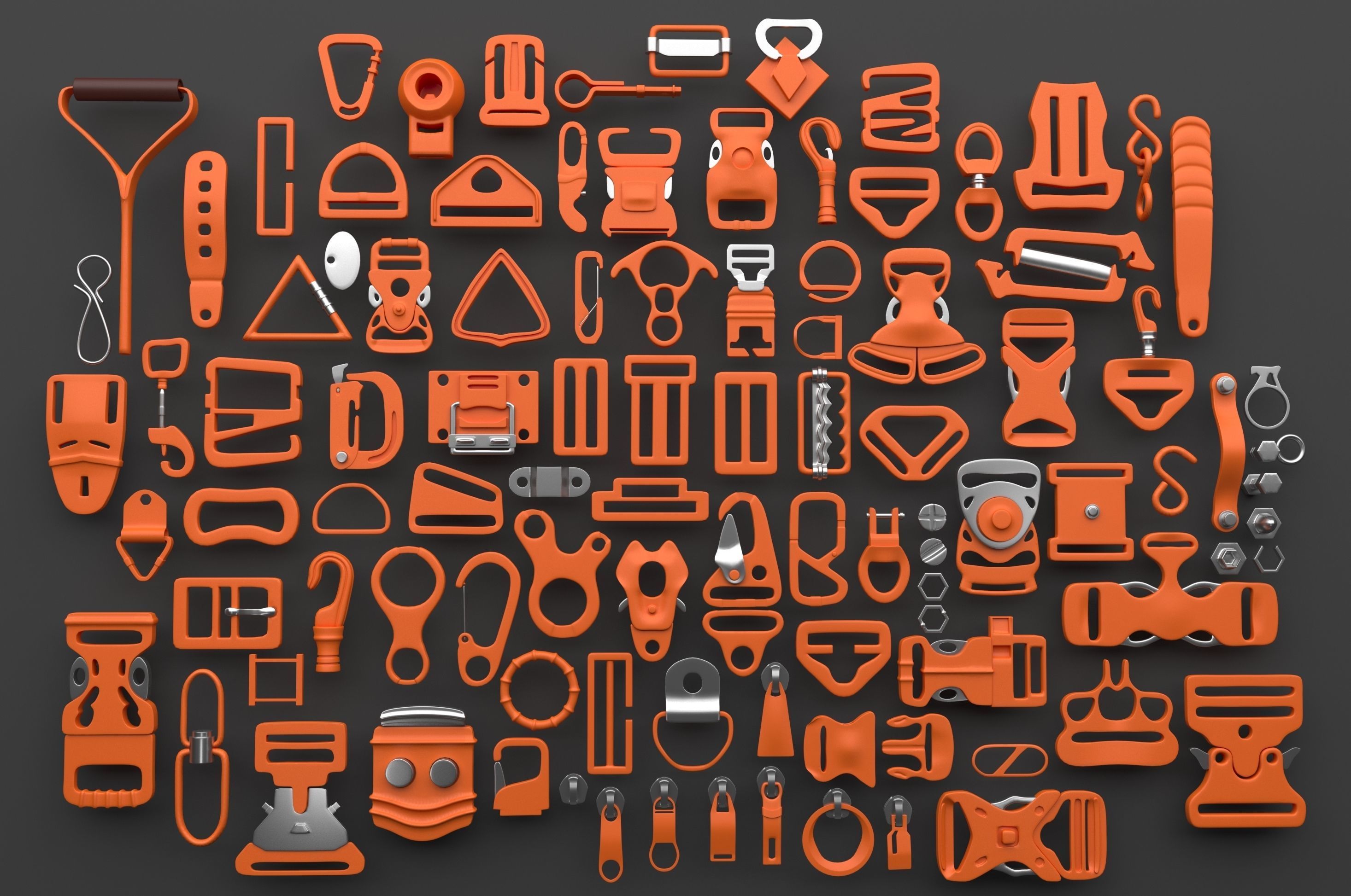 100 Strap and Zip Hardware 3D model | CGTrader