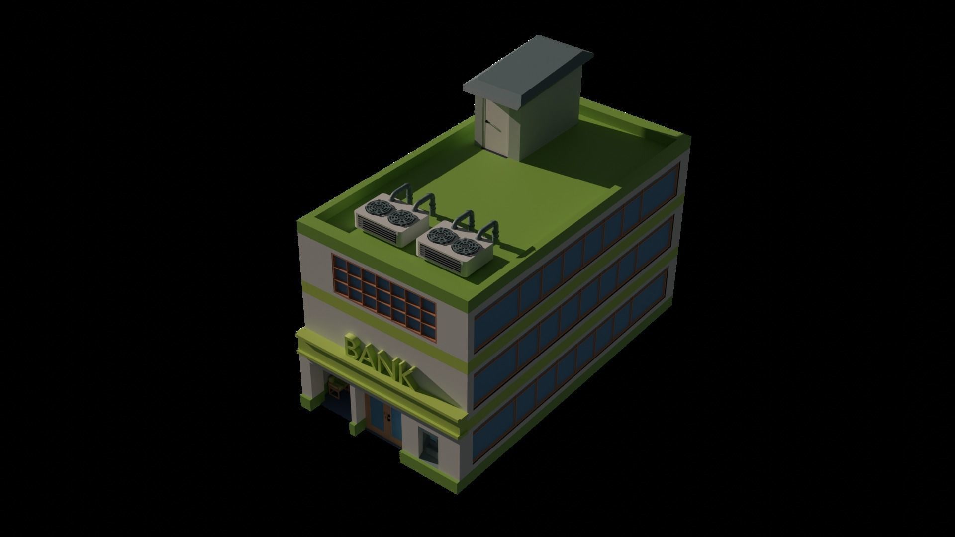 Low Poly BANK Model store 3D model | CGTrader