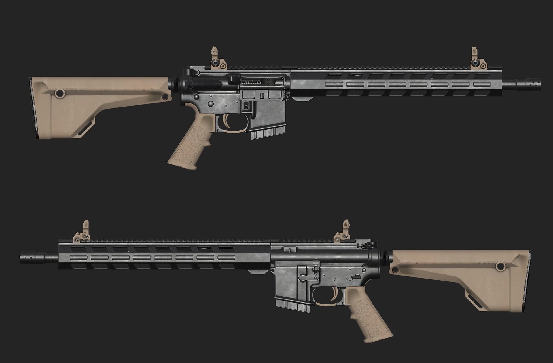 3D model M4A1 LowPoly Game Ready Model ar - rifle VR / AR / low-poly ...