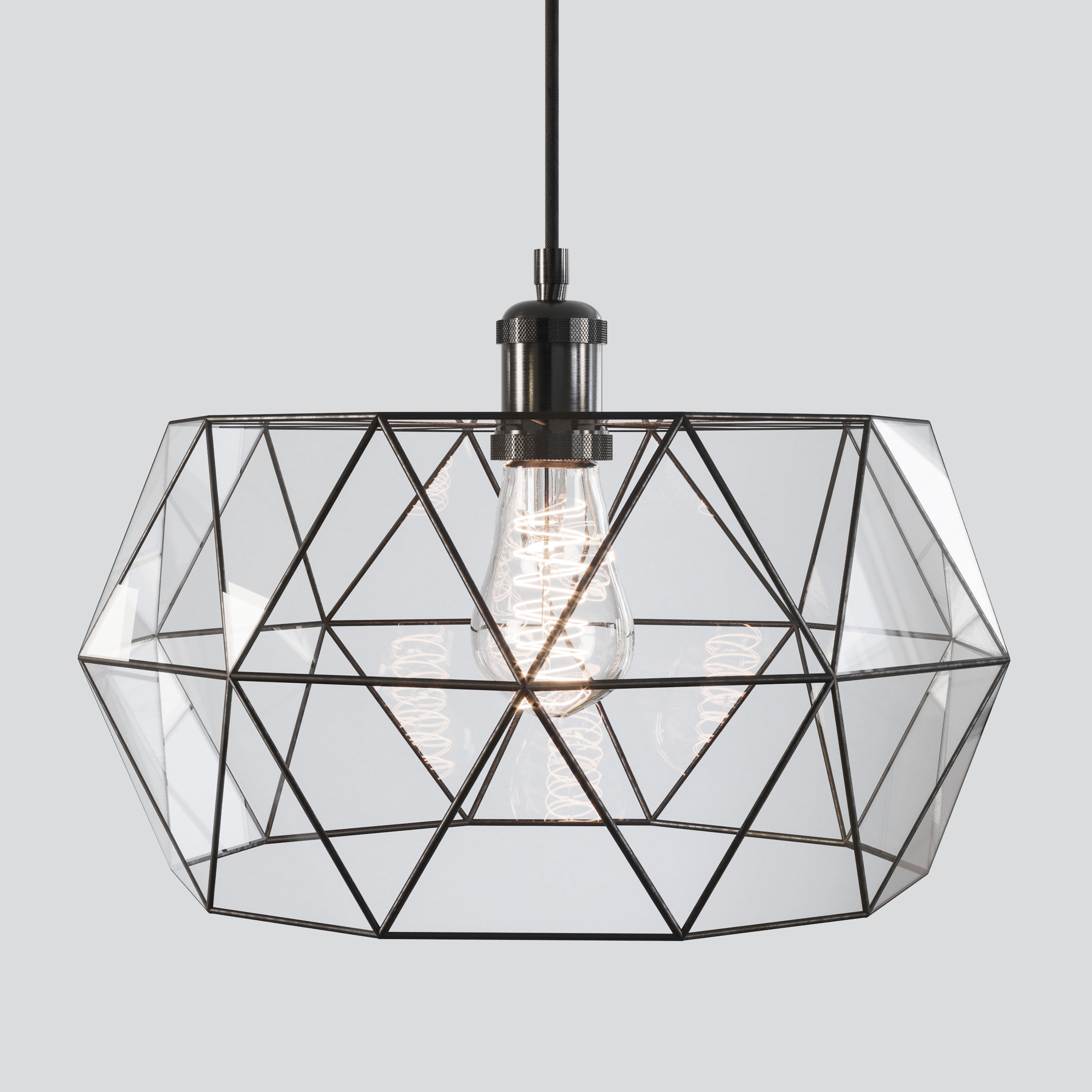 Pendant geometric glass light Retro free 3D model | CGTrader