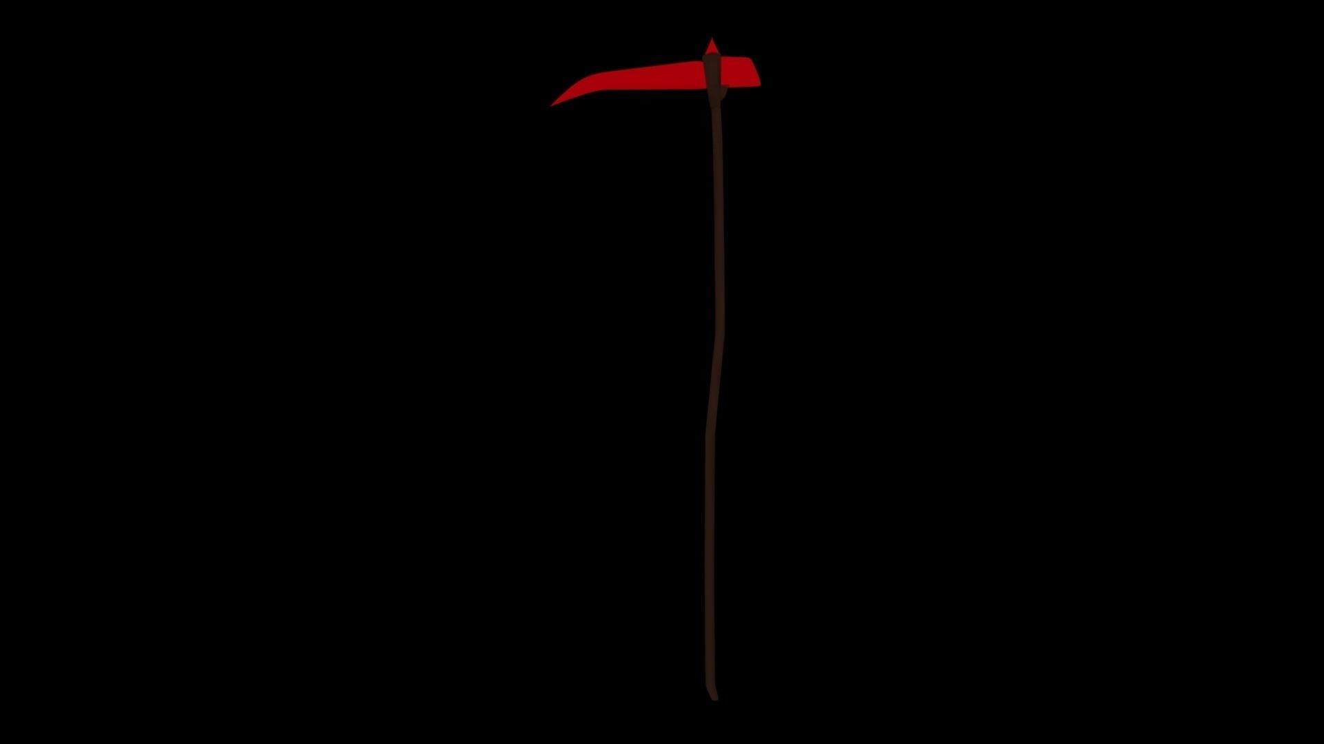 3D model Bright Red Wooden Scythe Made in Blender and Rendered in Maya ...