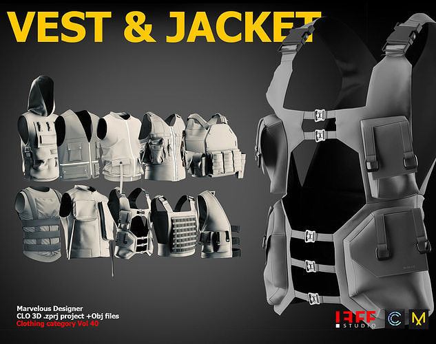 3D model Vest and Jacket Vol 40 Marvelous and obj files VR / AR / low ...