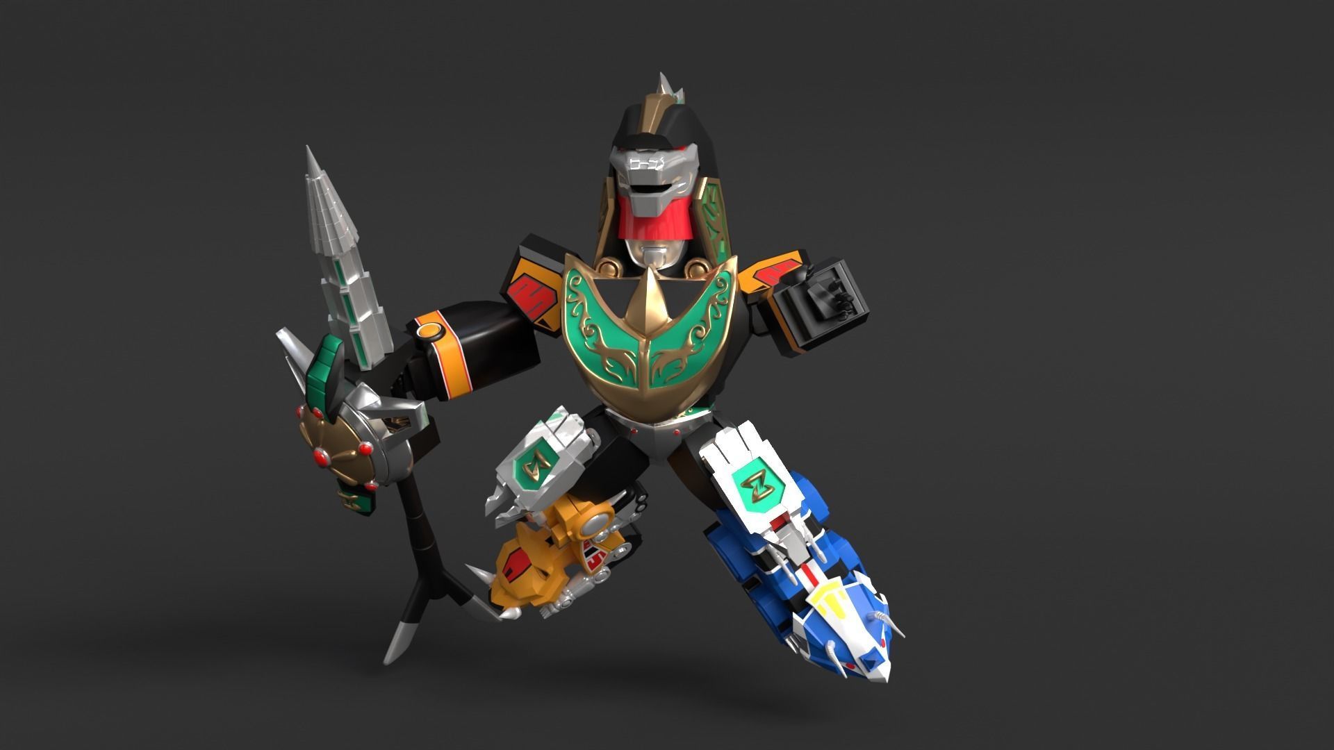 Dragonzord Battle Mode SD - Power Ranger 3D model rigged | CGTrader