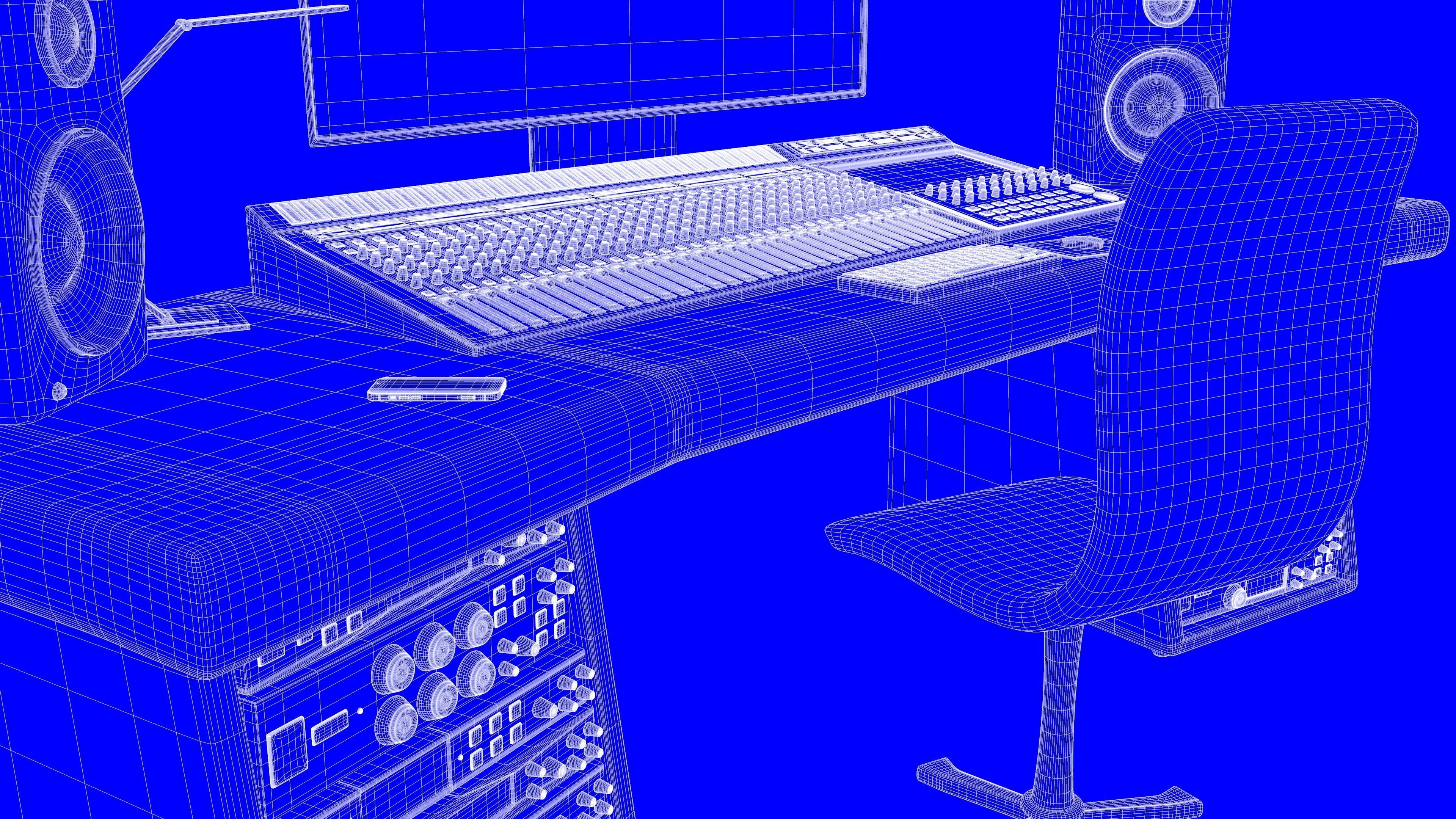 Music Studio Desk Setup 3D model | CGTrader