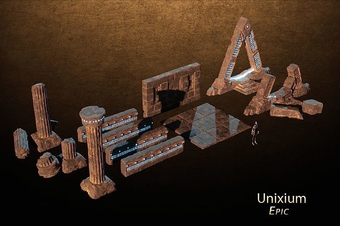 3D model Modular Ancient Atlantean Temple VR / AR / low-poly | CGTrader