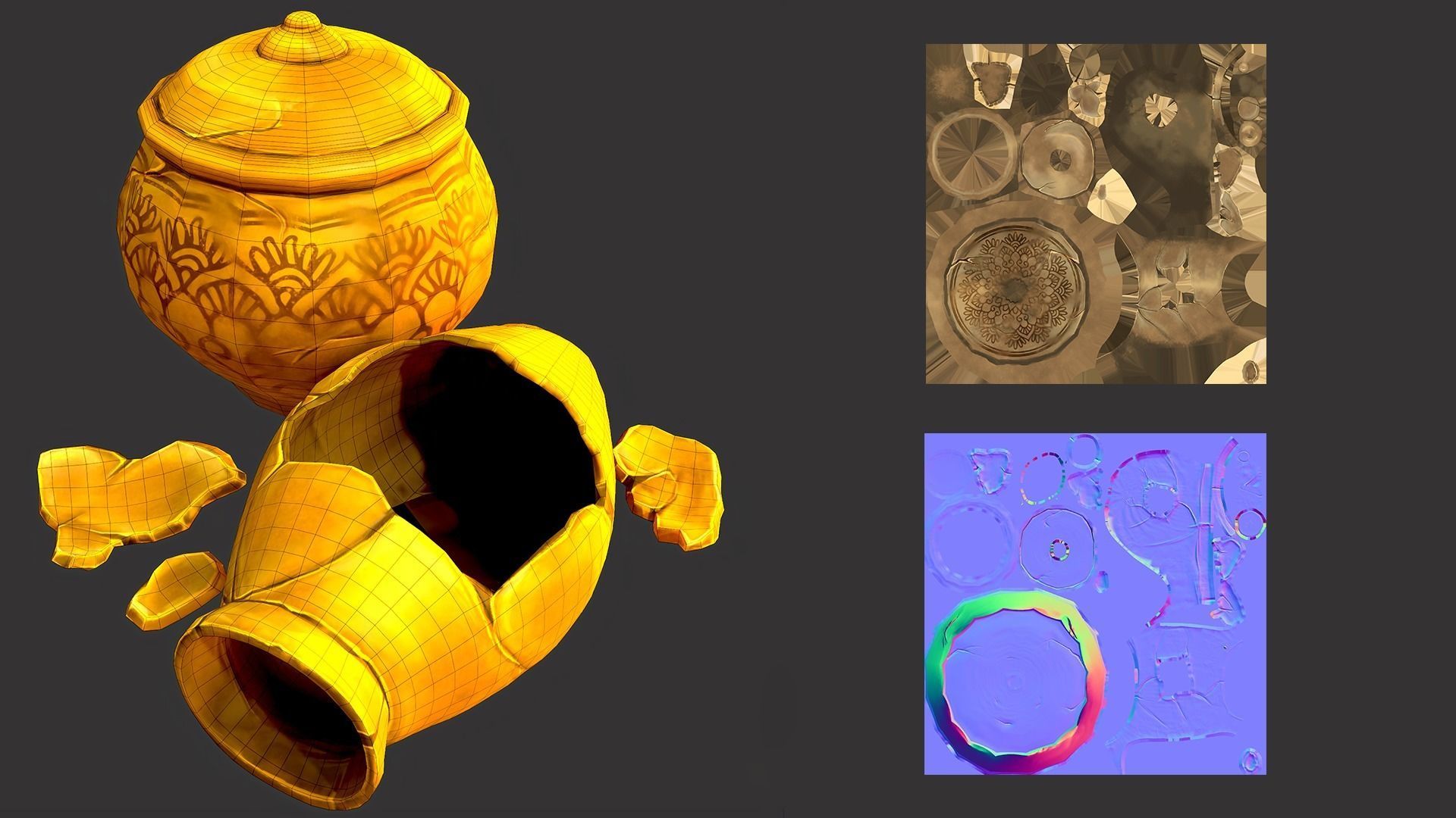 3D model Stylized Digital Handpainted Jug prop Game-ready Low-poly VR ...