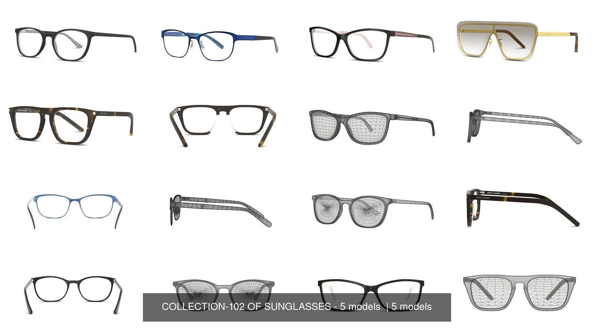 COLLECTION-102 OF SUNGLASSES - 5 models VR / AR / low-poly | CGTrader