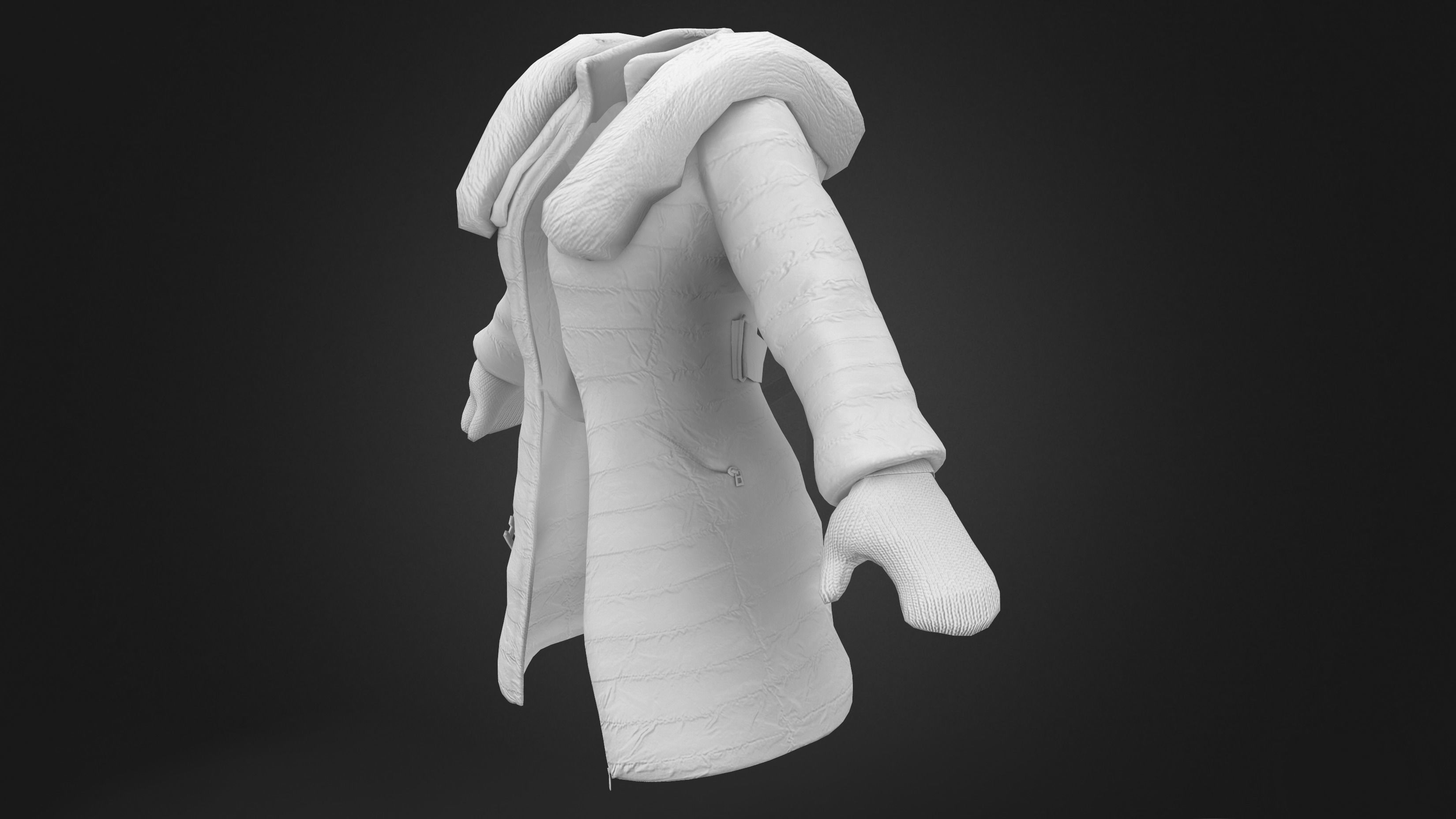3D model Fur Padded Winter Coat With Mittens VR / AR / low-poly | CGTrader