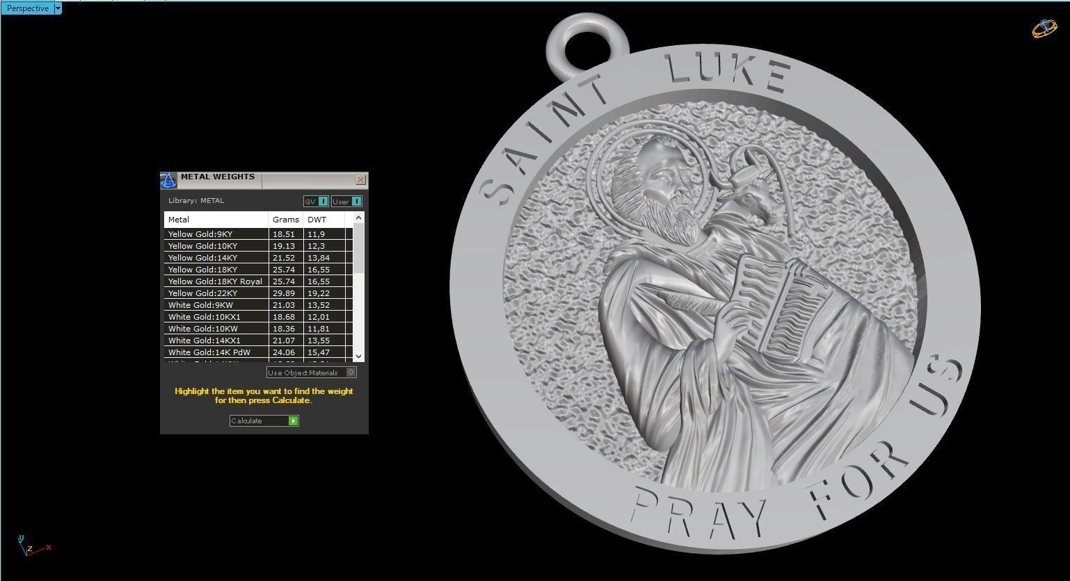 Saint Luke Pendant 3D model 3D printable | CGTrader