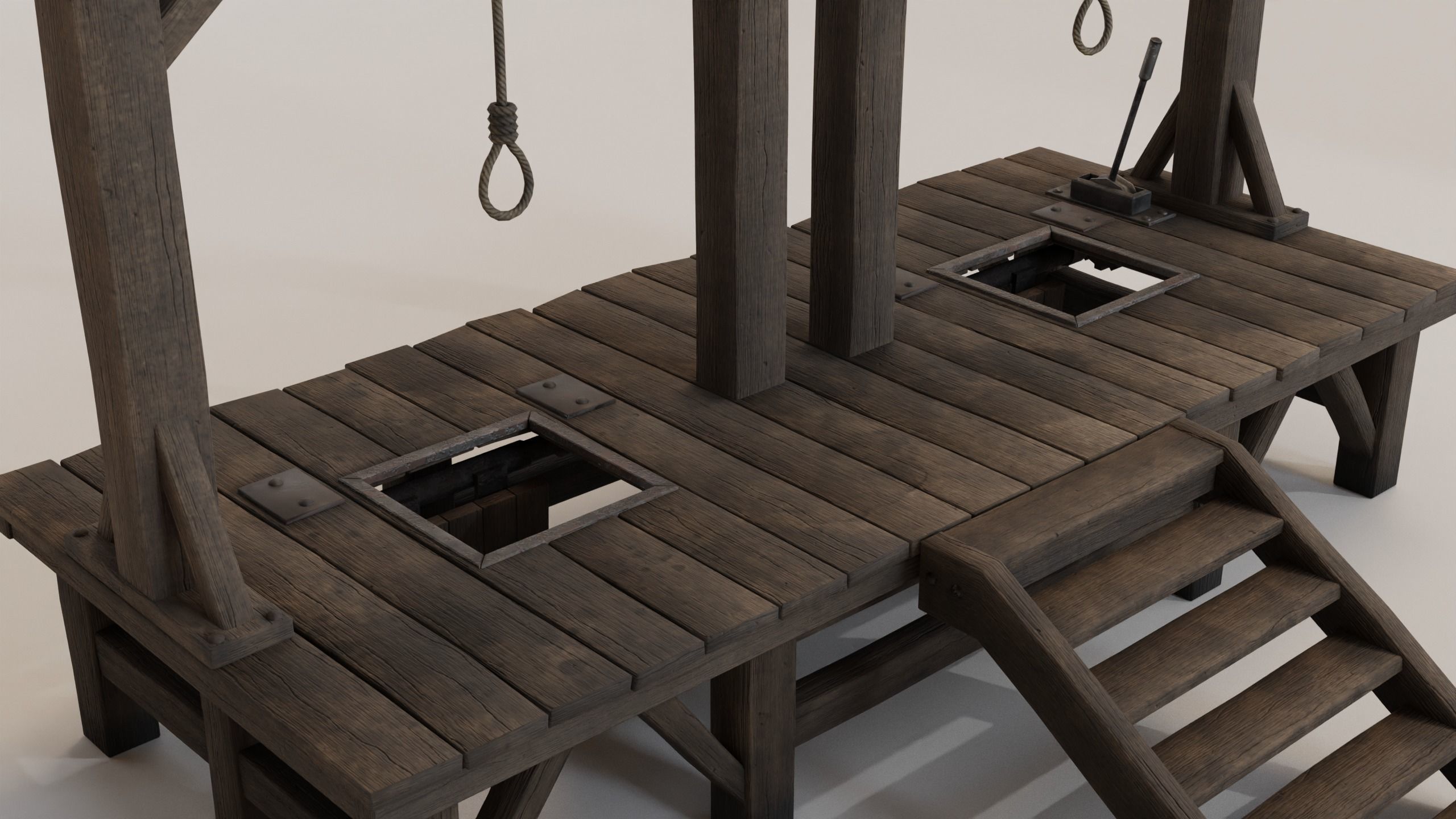 3D model Gallows UE5 game ready with collision mesh VR / AR / low-poly ...