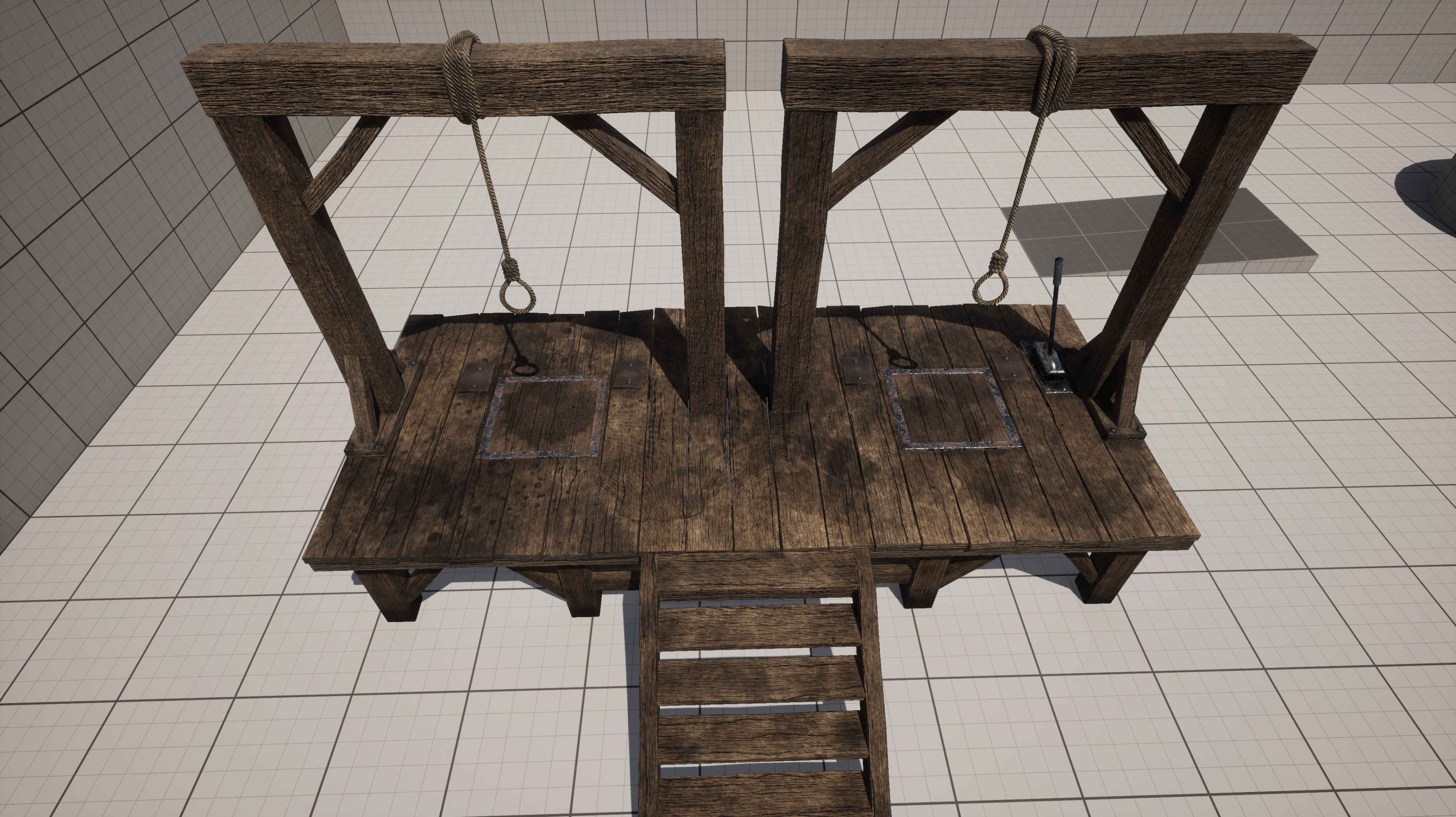 3D model Gallows UE5 game ready with collision mesh VR / AR / low-poly ...