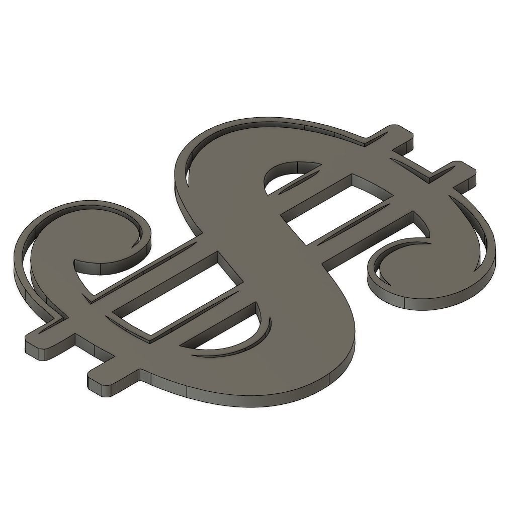 Dollar Symbol 2D Decor 3D model 3D printable | CGTrader