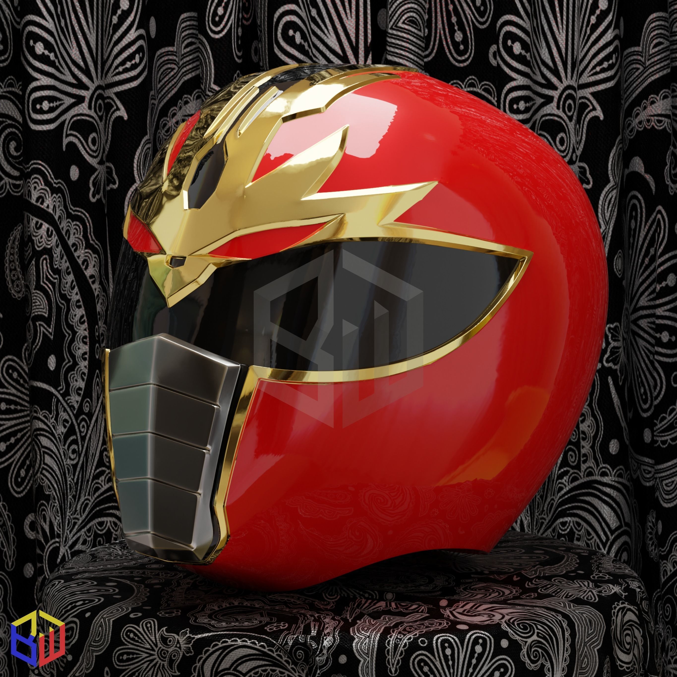 Power Rangers Squadron Red Ranger Helmet 3D model 3D printable | CGTrader