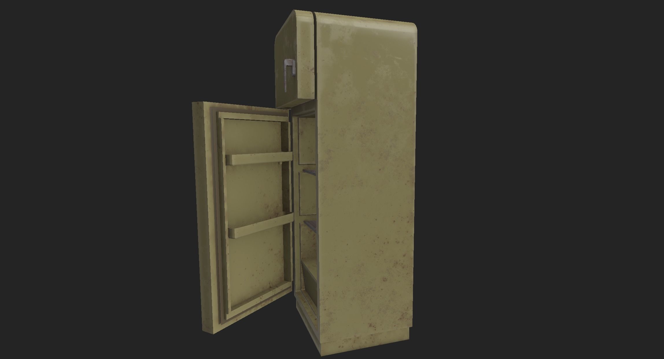3D model Old dirty vintage metal kitchen fridge 3d model VR / AR / low ...