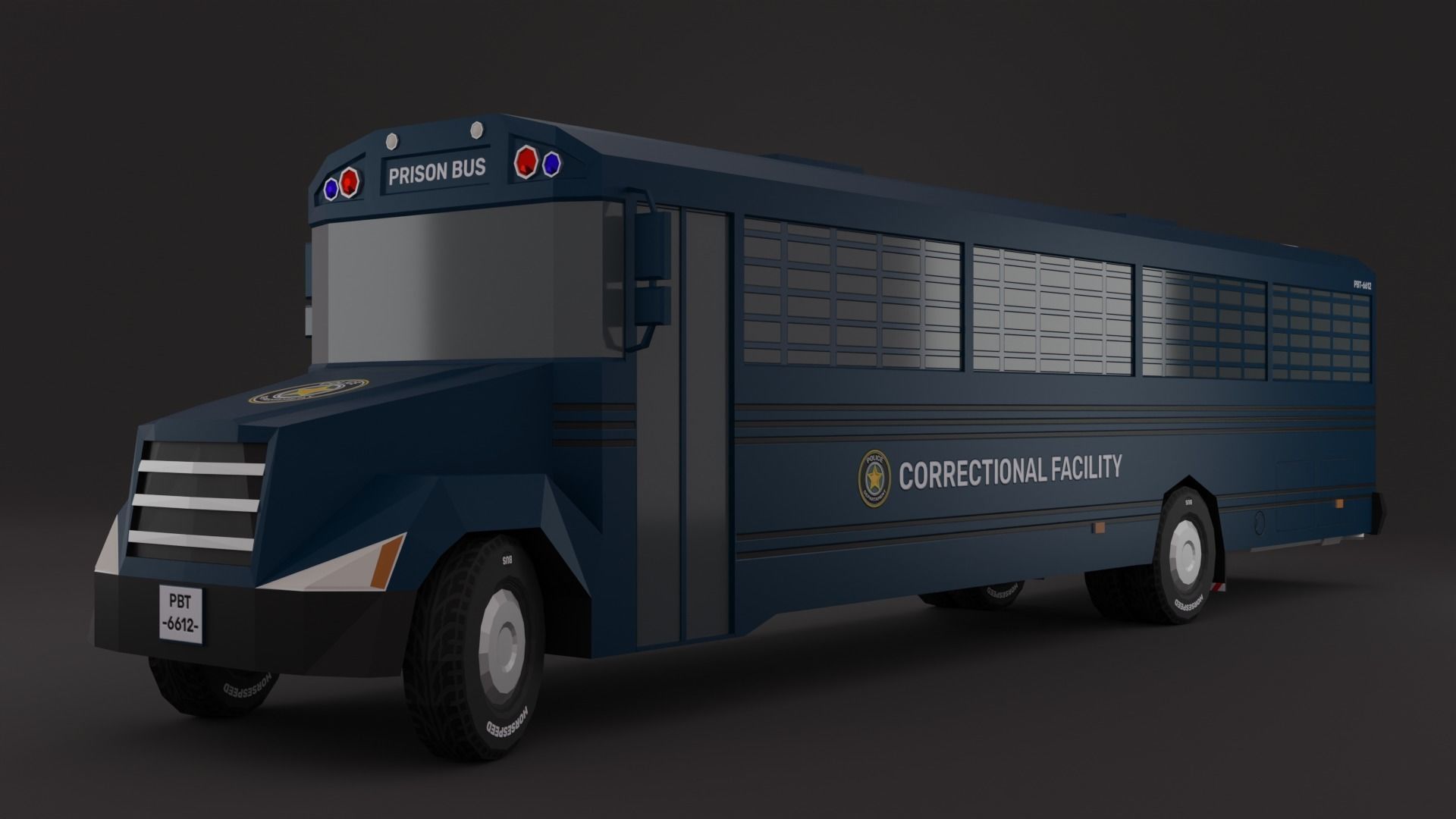 Police Correctional Bus Facility LowPoly 3D Model 3D model rigged ...