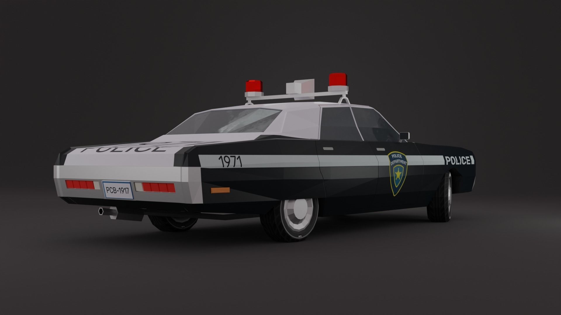 Police Car 1971 NY Low-Poly 3D Model 3D model rigged | CGTrader