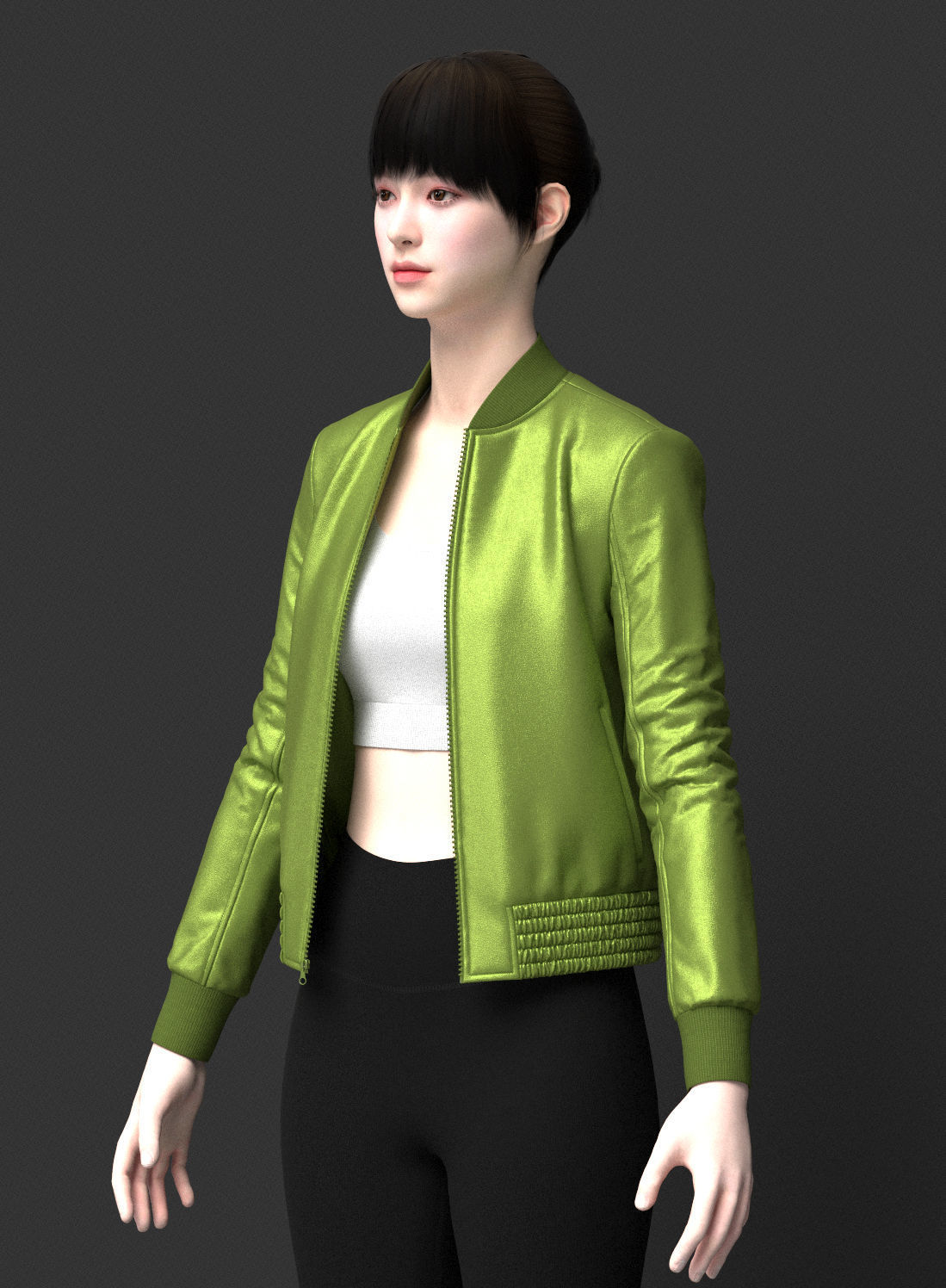 Womens Elasticated bomber jacket outfit 3D model | CGTrader