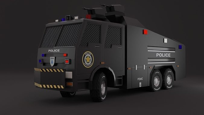 Police Water Cannon Truck Lowpoly 3D Model 3D model rigged | CGTrader