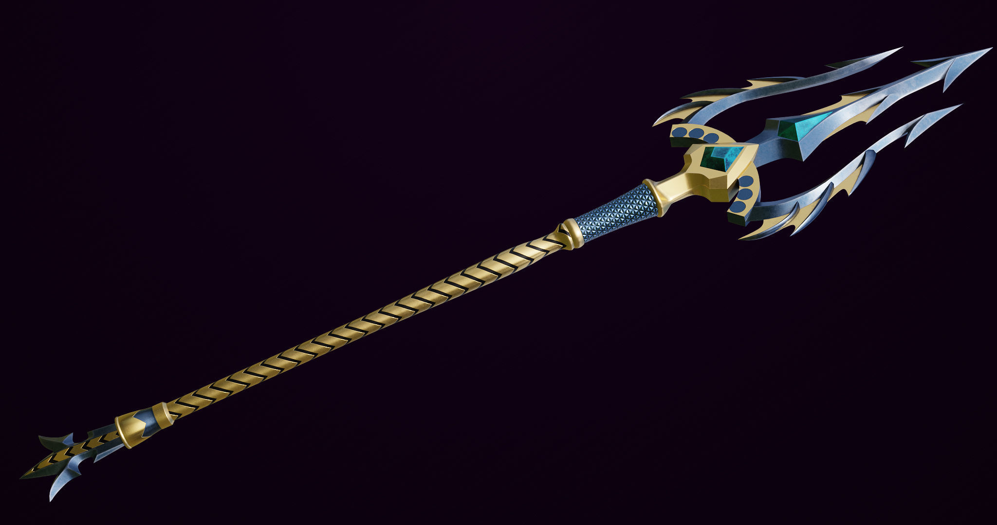 3D model Fantasy Trident 01 All PBR Unity UE Textures Included VR / AR ...